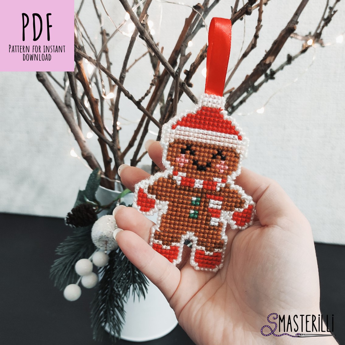 Gingerbread man cross stitch pattern PDF and tutorial for pl - Inspire ...