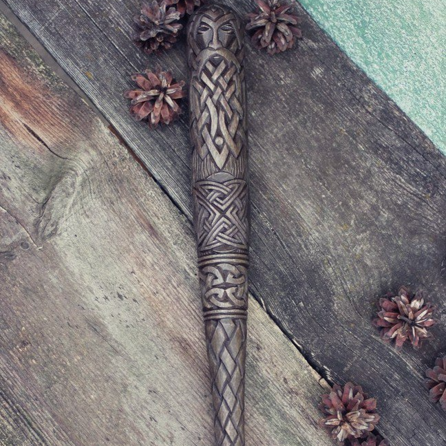 Green man cudgel. Celtic stick - Inspire Uplift
