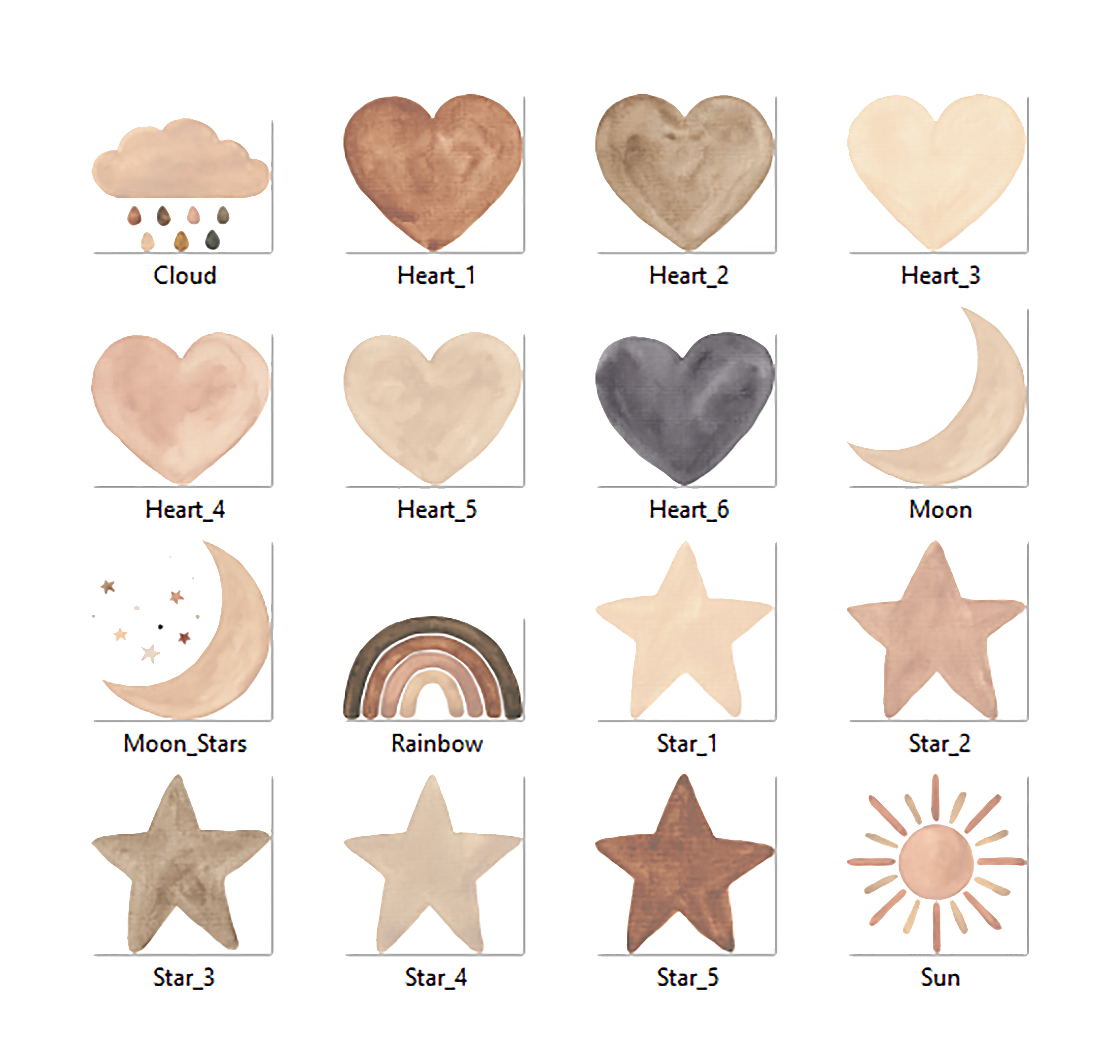 Weather watercolor clipart, 16 hand painted PNG, Beige&Brown - Inspire ...