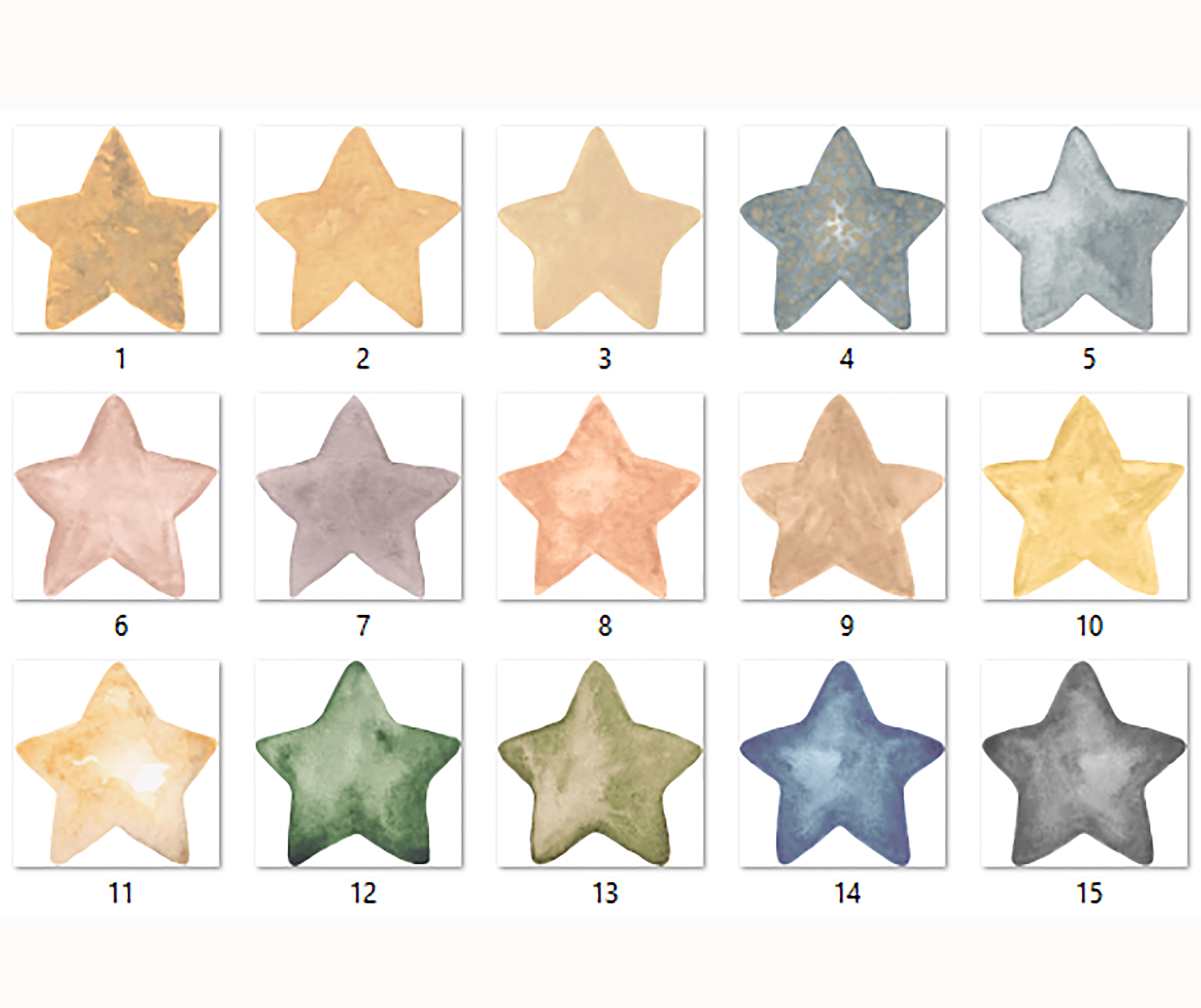 Watercolor stars clipart, 15 Hand painted shapes PNG - Inspire Uplift