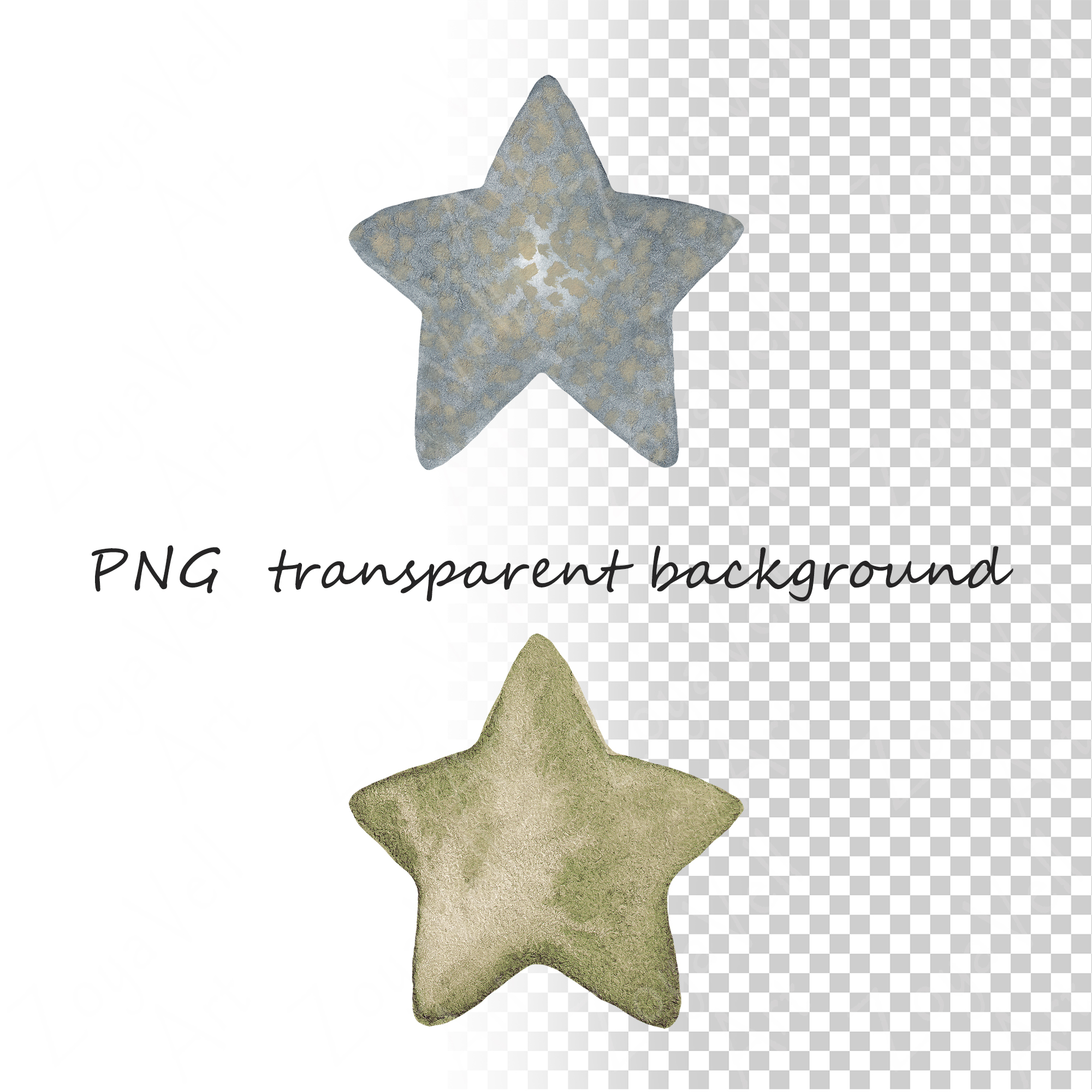 Watercolor stars clipart, 15 Hand painted shapes PNG - Inspire Uplift