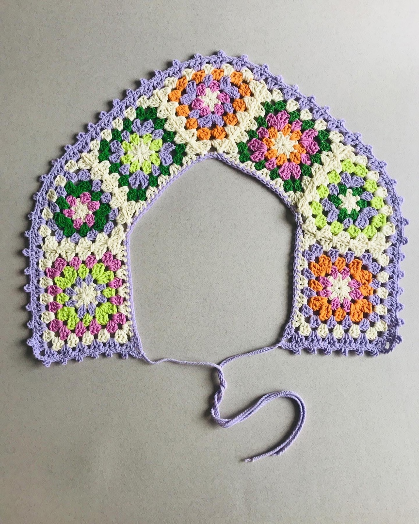 Crocheted cotton collar in granny square technique - Inspire Uplift