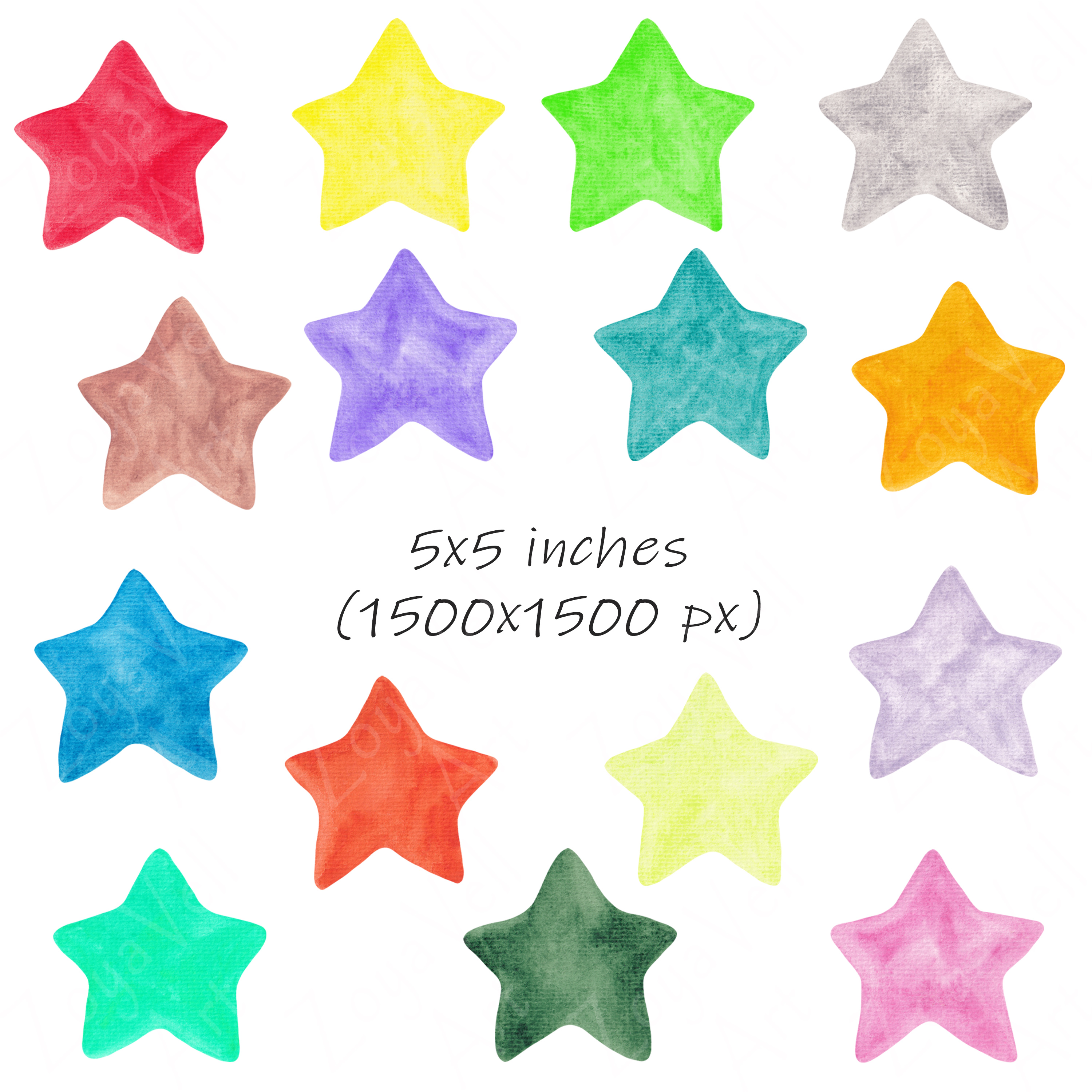 Watercolor rainbow stars clipart, 15 Hand painted shapes PNG - Inspire ...