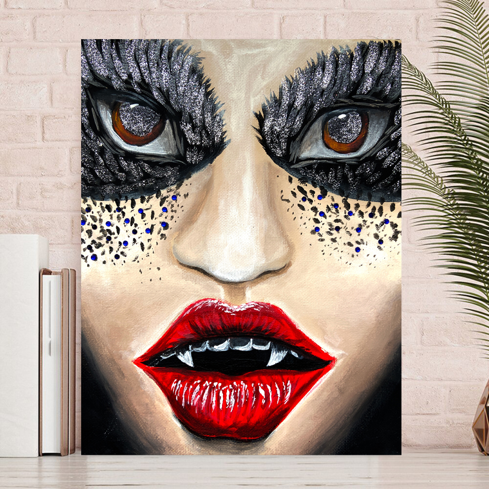 Vampire Painting Halloween Original Art Witchy Art Enchanted | Inspire ...