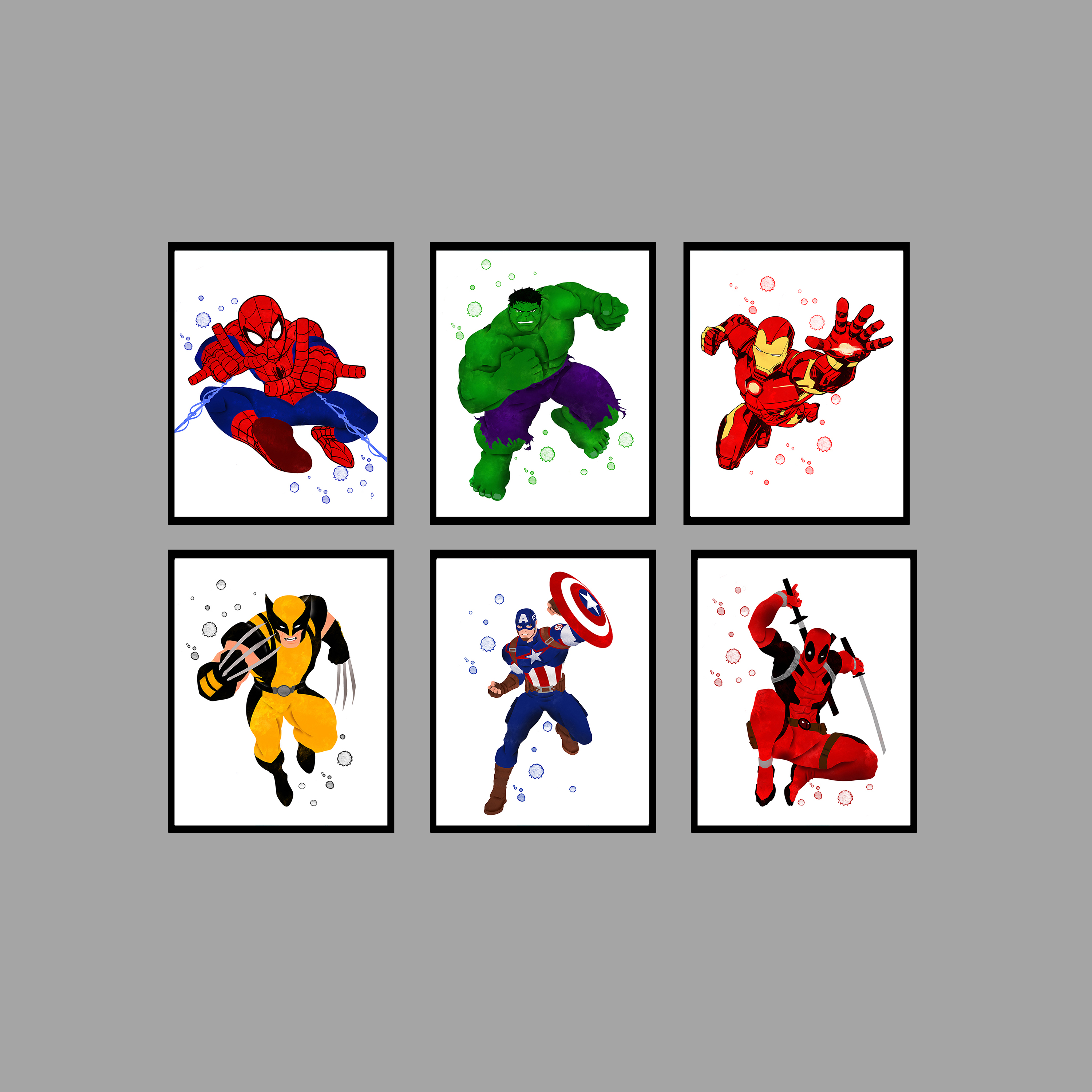 Marvel Superheroes Set Art Print Digital Files decor nursery | Inspire ...