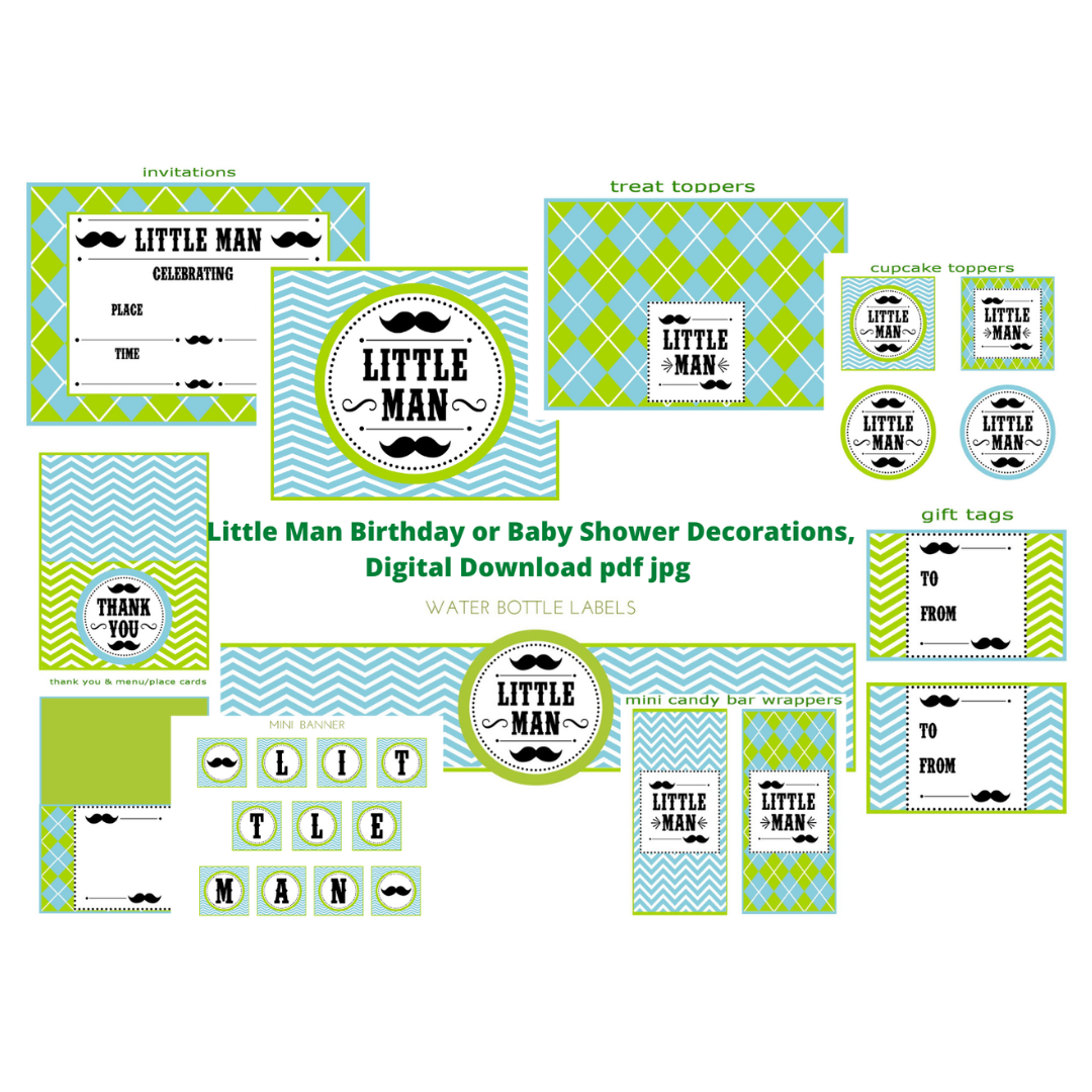 Printable Little Man Baby Shower Decorations