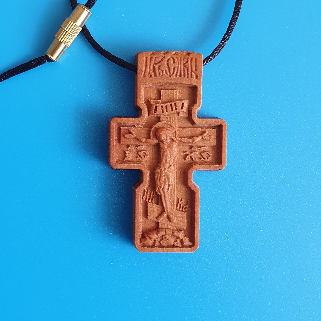 Orthodox wooden handmade cross crucifix 1.8x1" made of pear - Inspire ...
