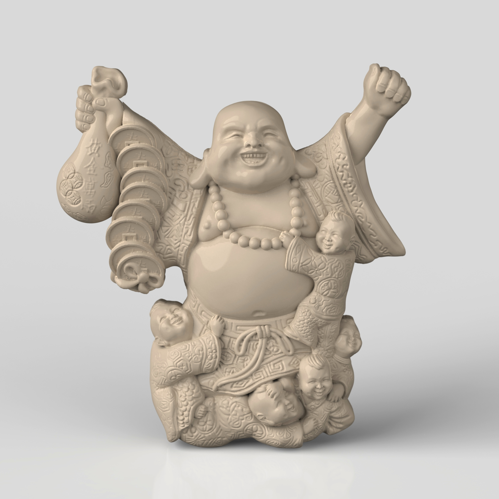 3D Model STL CNC Router file 3dprint Statuette Hotei - Inspire Uplift