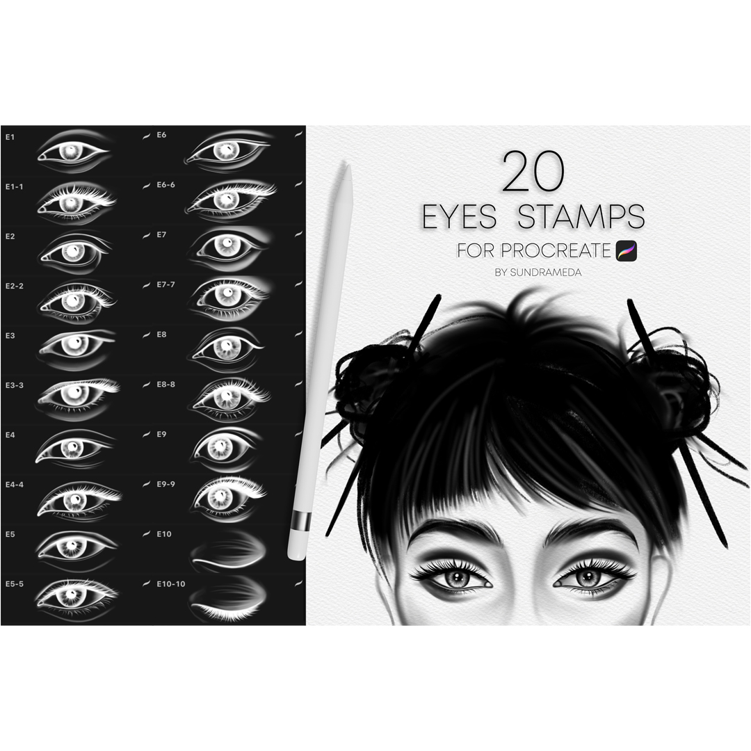 Realistic Eyes Stamps for Procreate | Inspire Uplift