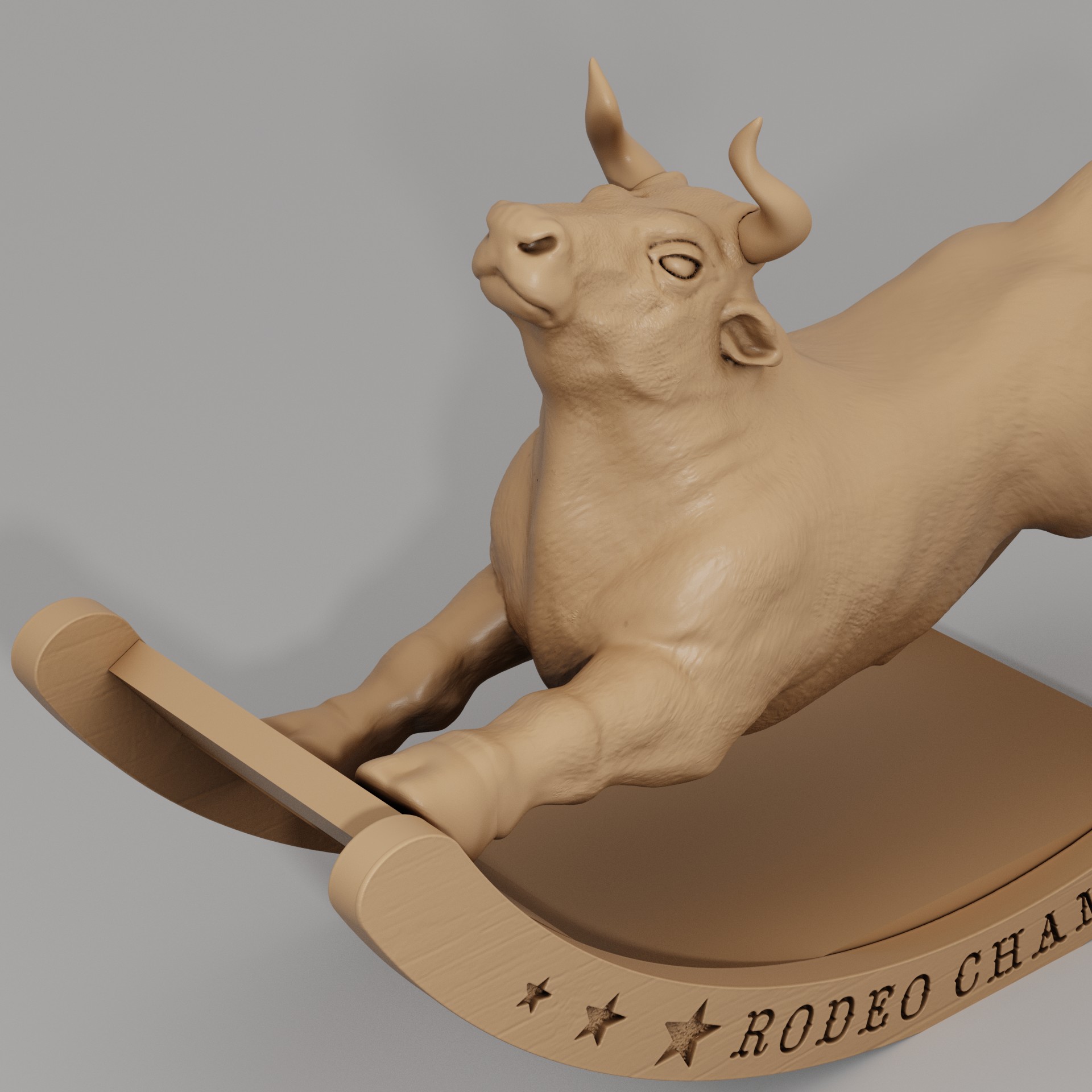 3D Model STL CNC Router file 3dprintable Rocking Bull - Inspire Uplift