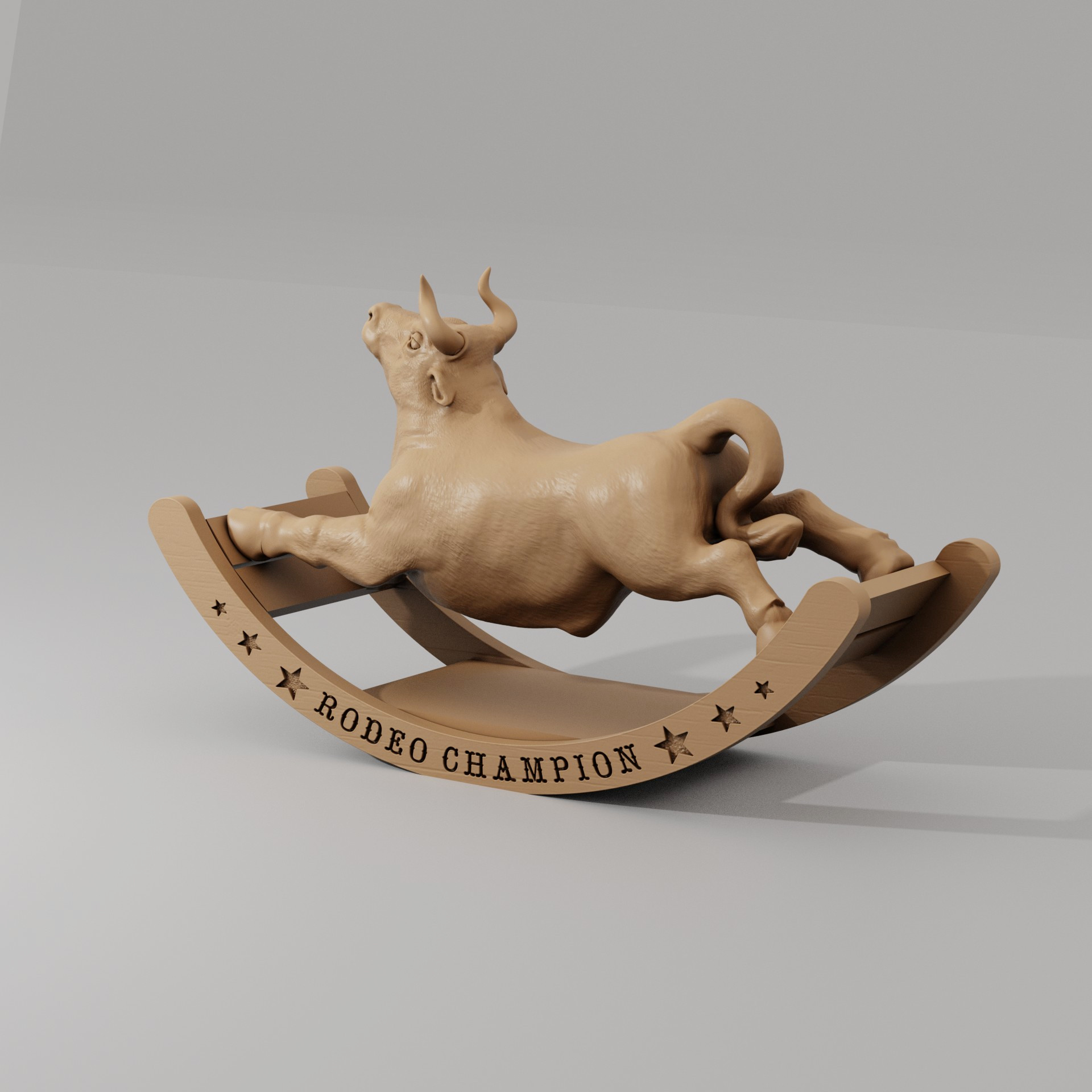 3D Model STL CNC Router file 3dprintable Rocking Bull - Inspire Uplift