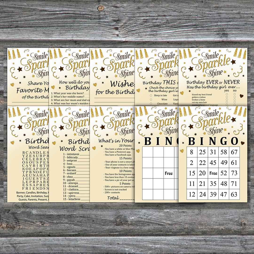 Sparkle and shine Birthday Party Games bundle,Adult birthday - Inspire ...