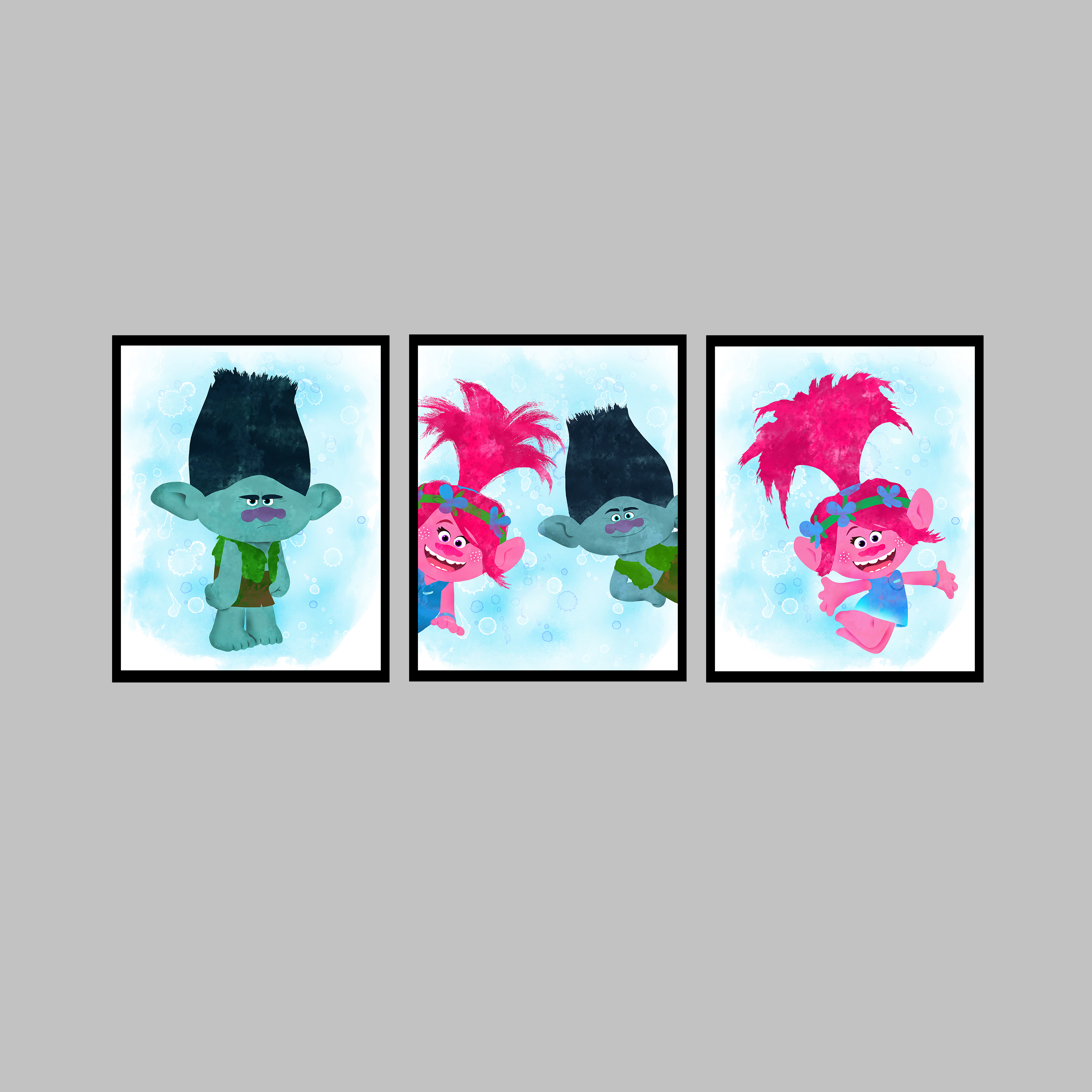Trolls Disney Set Art Print Digital Files decor nursery room - Inspire ...