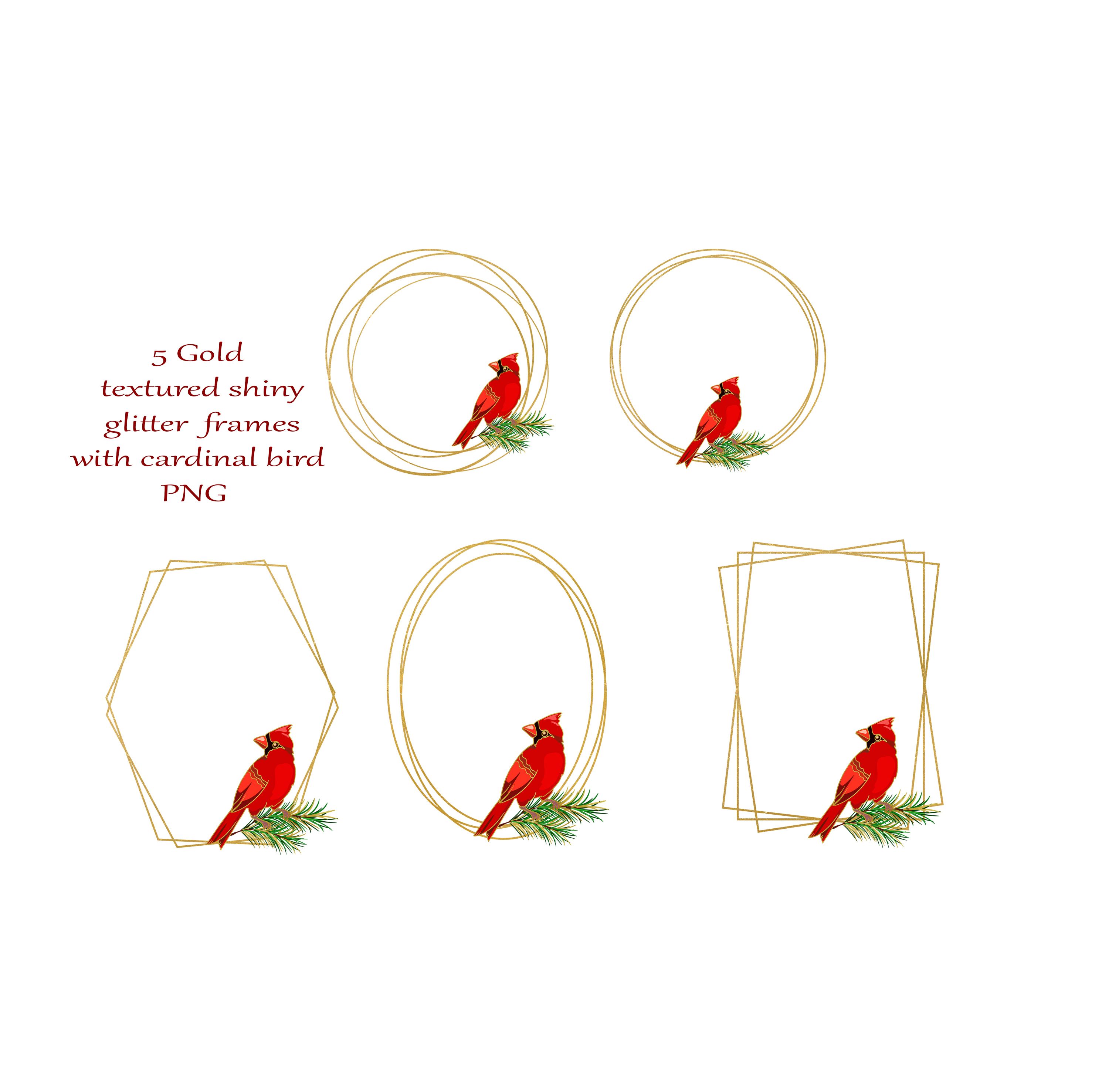 Gold shiny glitter frames with cardinal bird PNG Clipart | Inspire Uplift