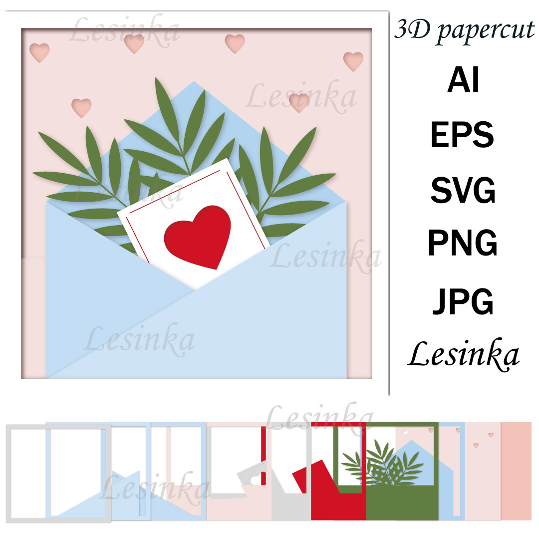 3D postcard letter in an envelope, paper clipping SVG | Inspire Uplift