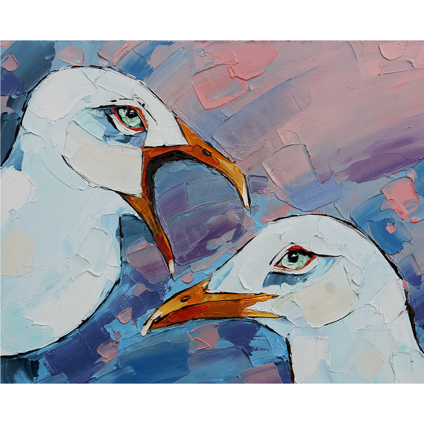 Seagull Painting Bird Original Art Impasto Work of Art Small - Inspire ...