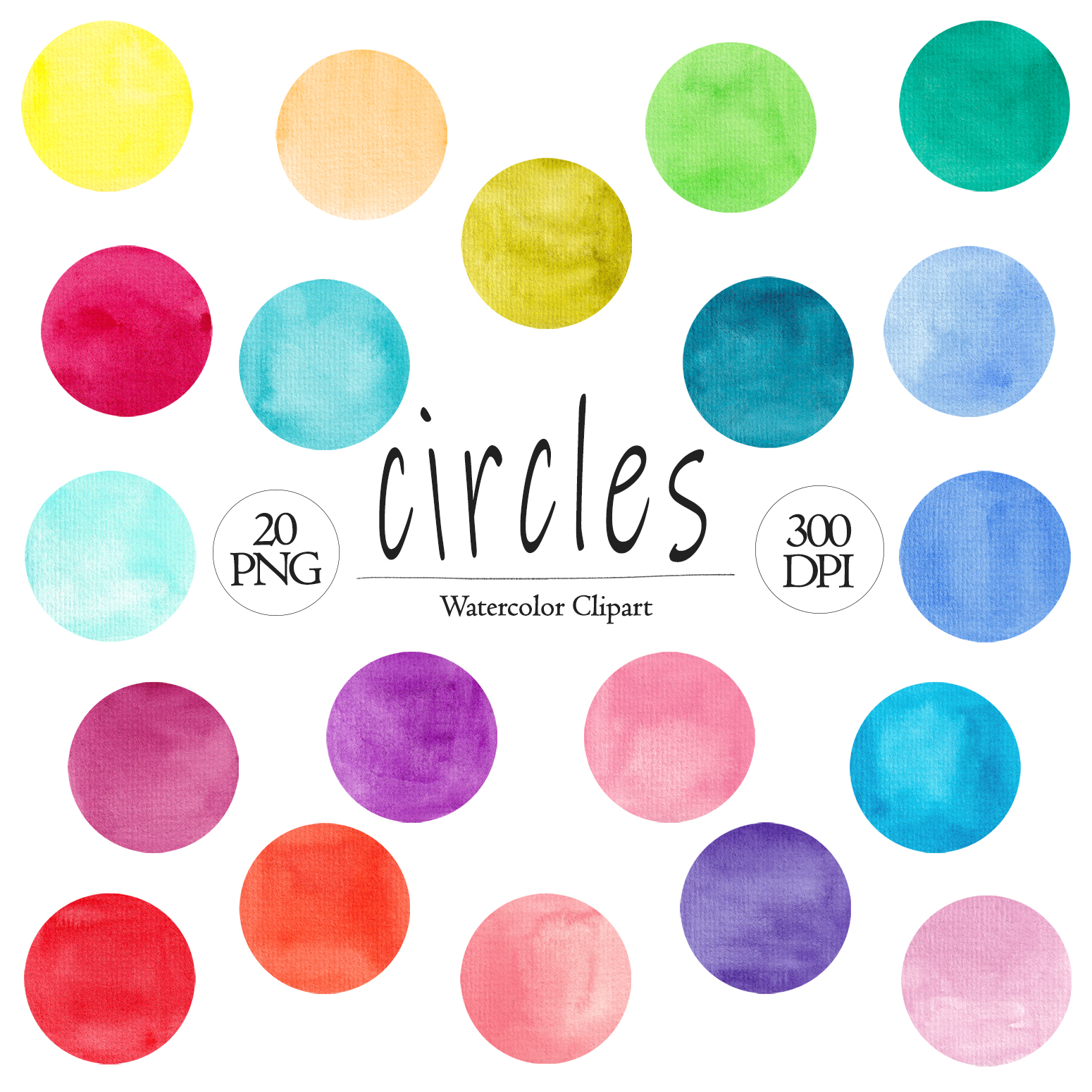 Watercolor circles clipart, 20 geometric shapes PNG, Rainbow | Inspire ...