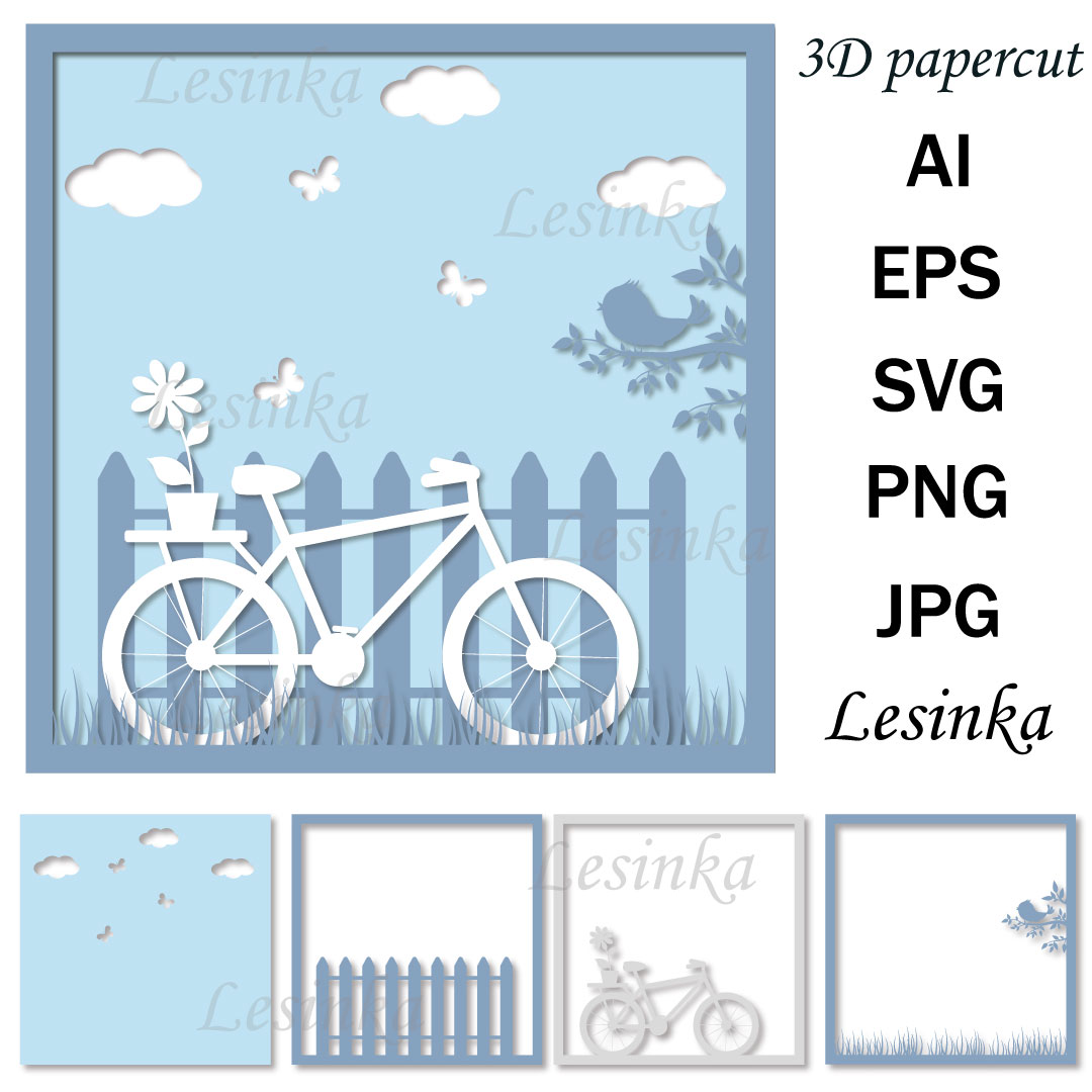 3D Paper Cut Out Bike by Fence Multi-Layer Shell Pattern - Inspire Uplift