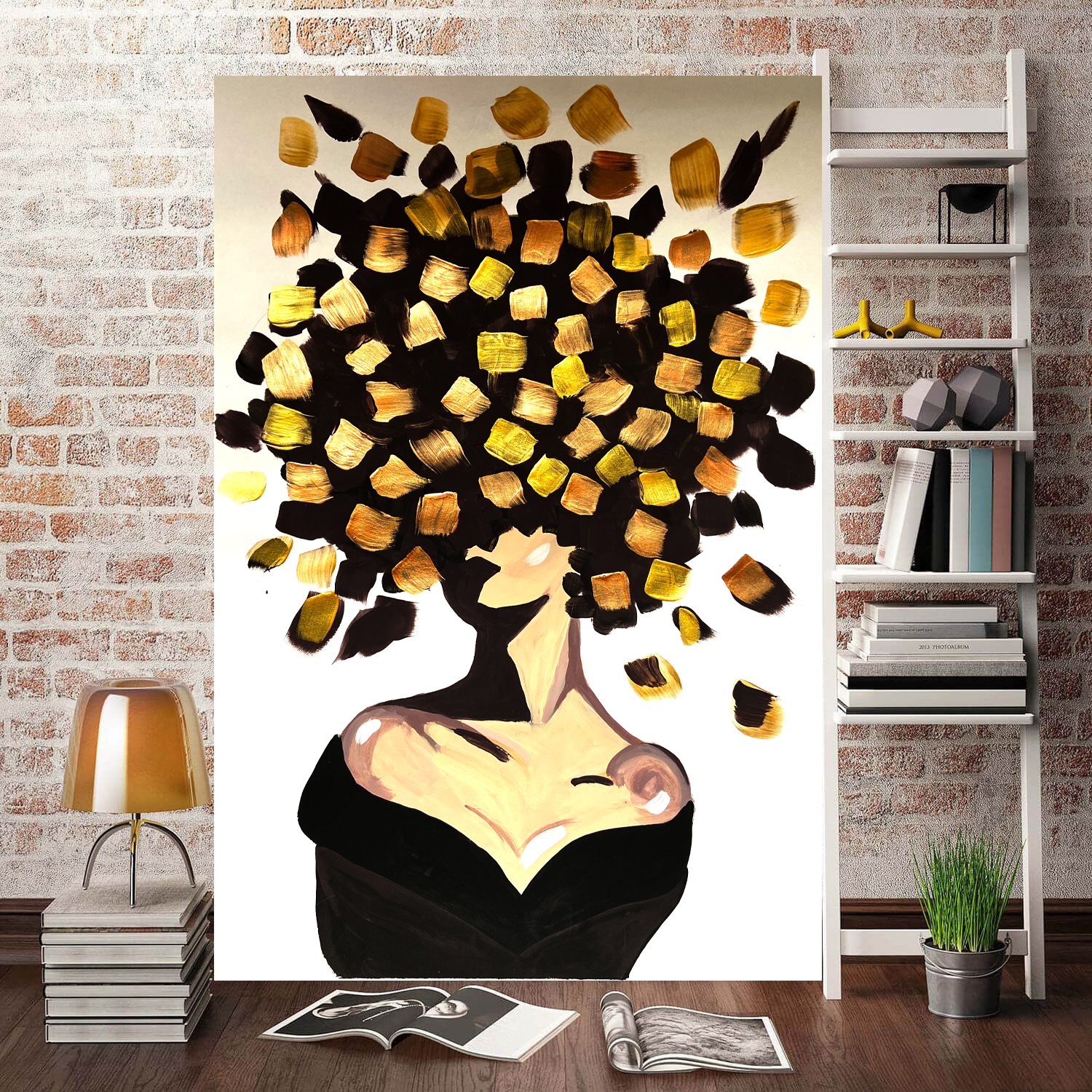 Faceless Painting Woman Original Art Portrait Girl Flowers A | Inspire ...