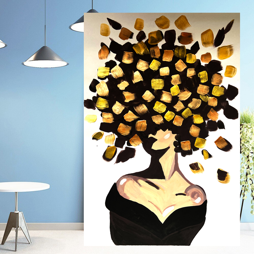 Faceless Painting Woman Original Art Portrait Girl Flowers A - Inspire ...