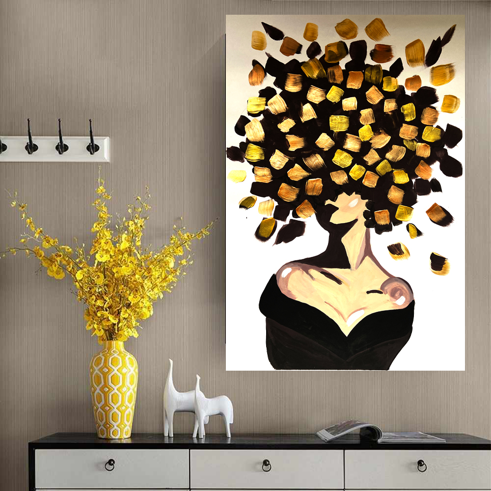 Faceless Painting Woman Original Art Portrait Girl Flowers A - Inspire ...