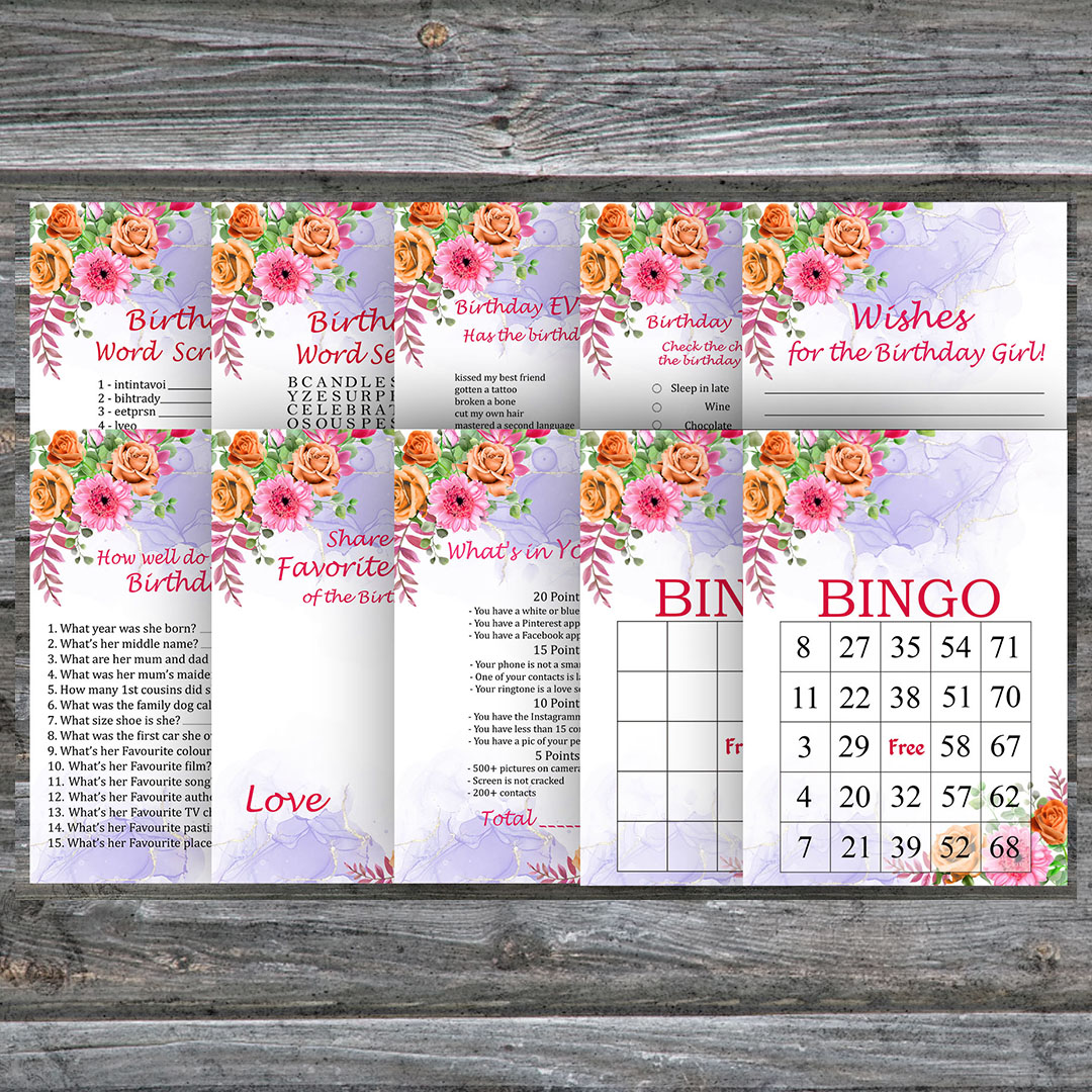 Flowers Birthday Party Games bundle,Adult birthday games pac | Inspire ...