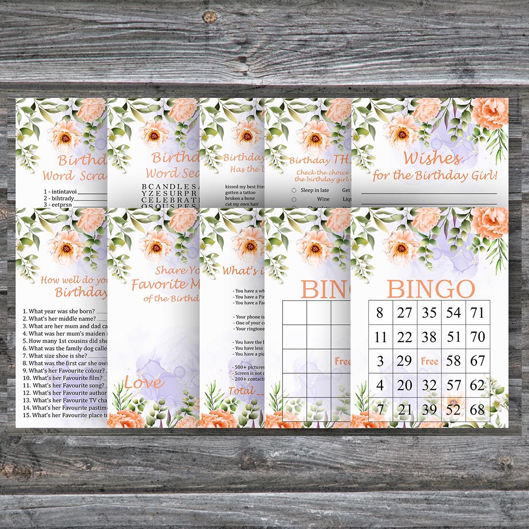 Pastel Flowers Birthday Party Games bundle,Adult birthday ga - Inspire ...