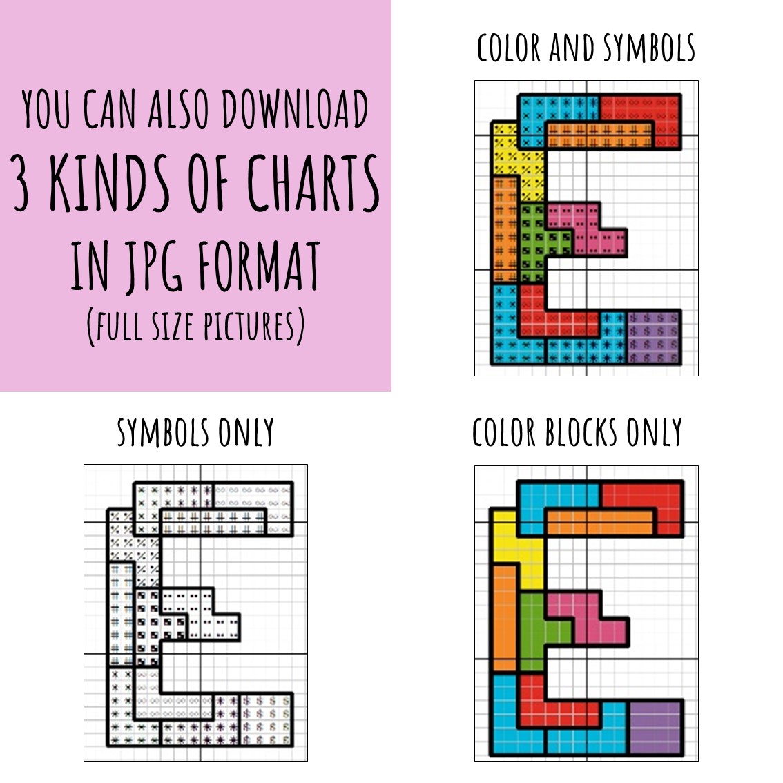 Alphabet cross stitch pattern PDF , tetris letters embroider - Inspire ...