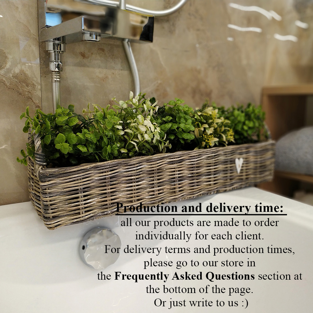 Extra long shelf basket. Narrow storage box. Grey wicker - Inspire Uplift