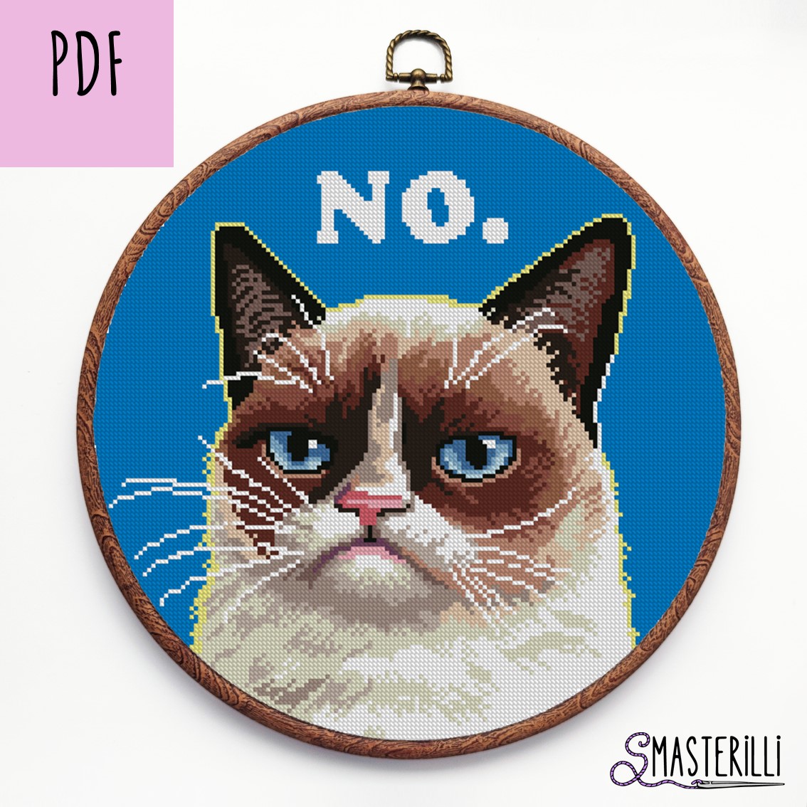 Grumpi cat cross stitch pattern PDF , sad cat embroidery des - Inspire ...