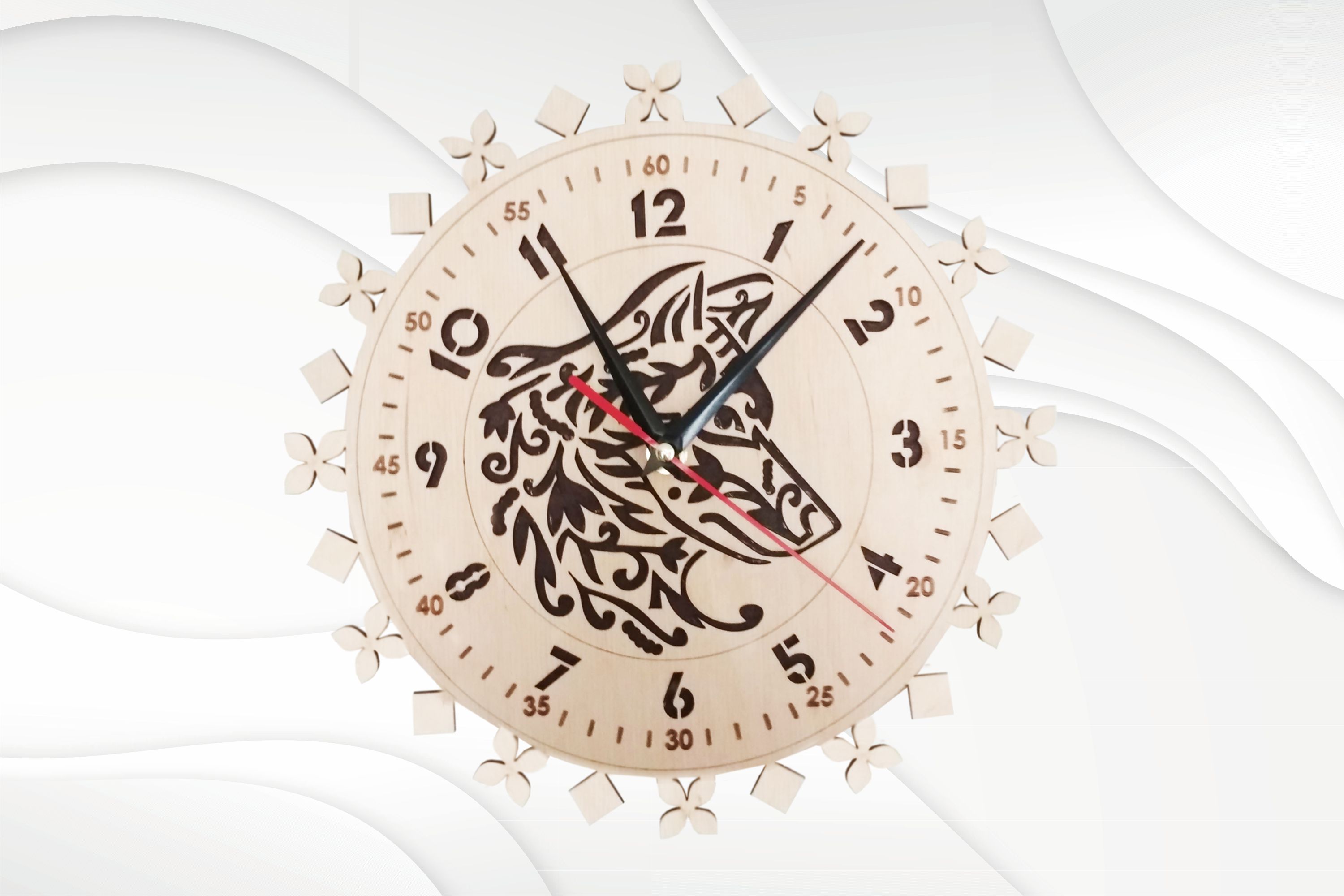 Clocks design for laser cutting, Wolf pattern. Laser cut, gl - Inspire ...