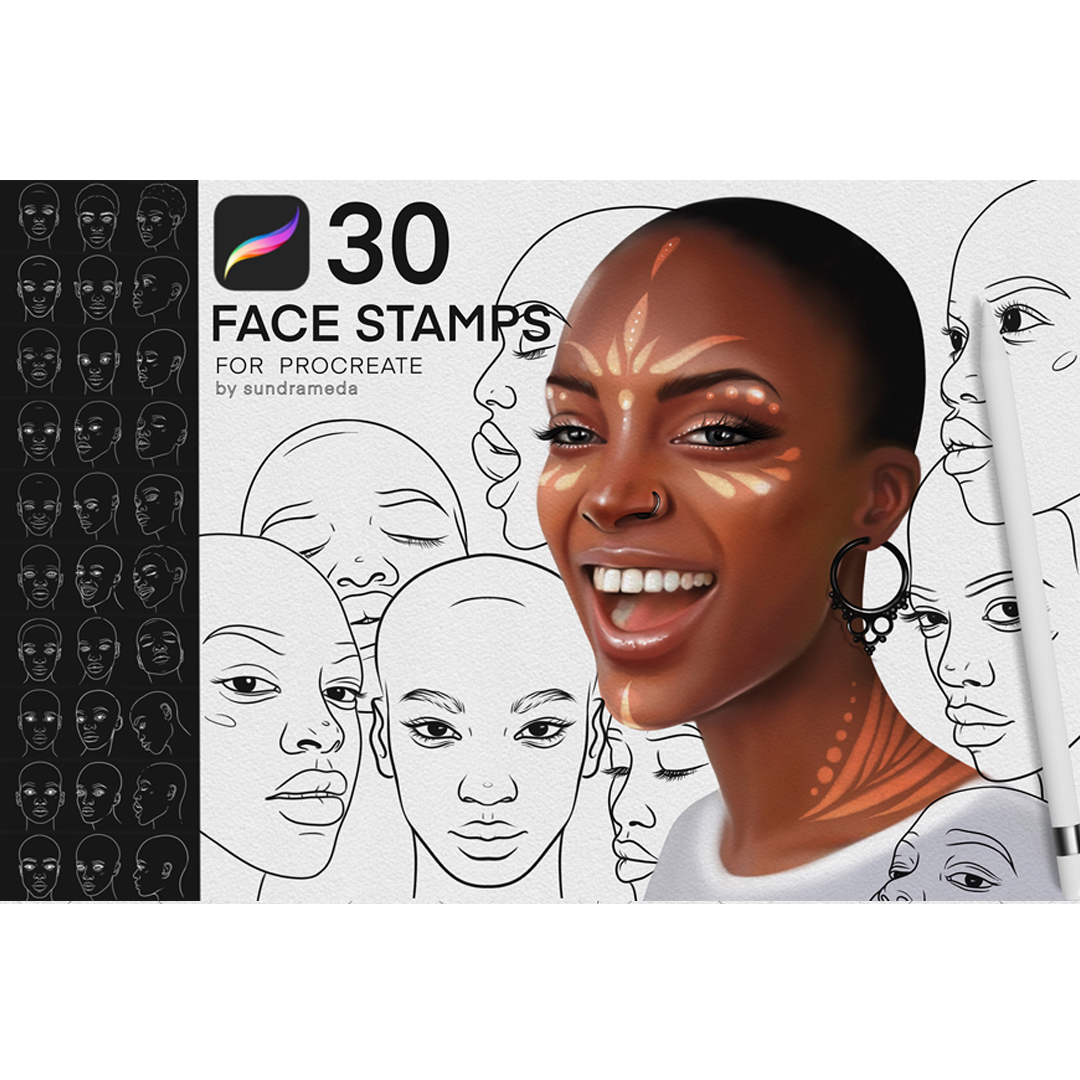 30 African Face Stamp for Procreate - Inspire Uplift