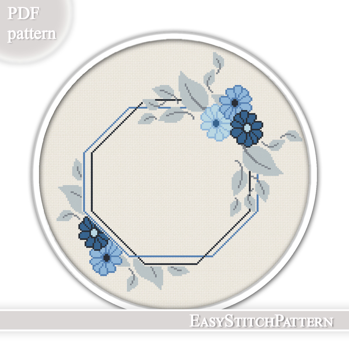 Flower border cross stitch pattern. Flower frame | Inspire Uplift