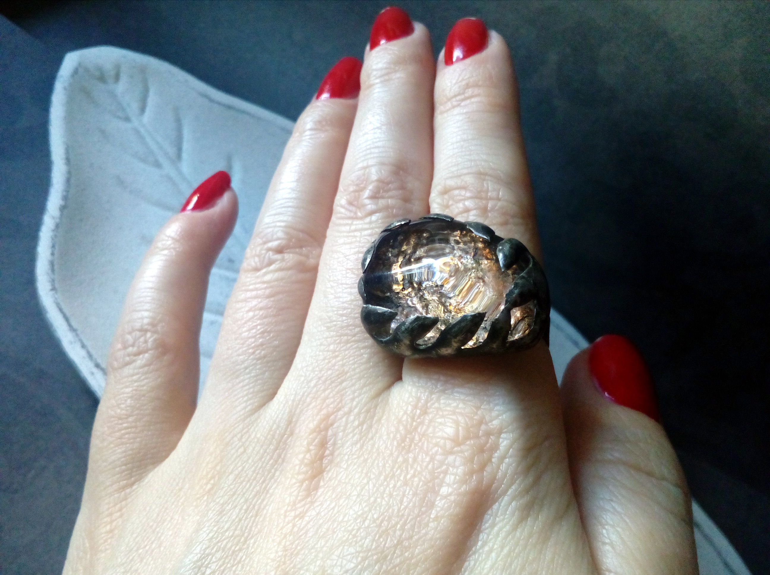 BIG Glass fused ring. tiffany ring. transparent ring. tin so - Inspire ...