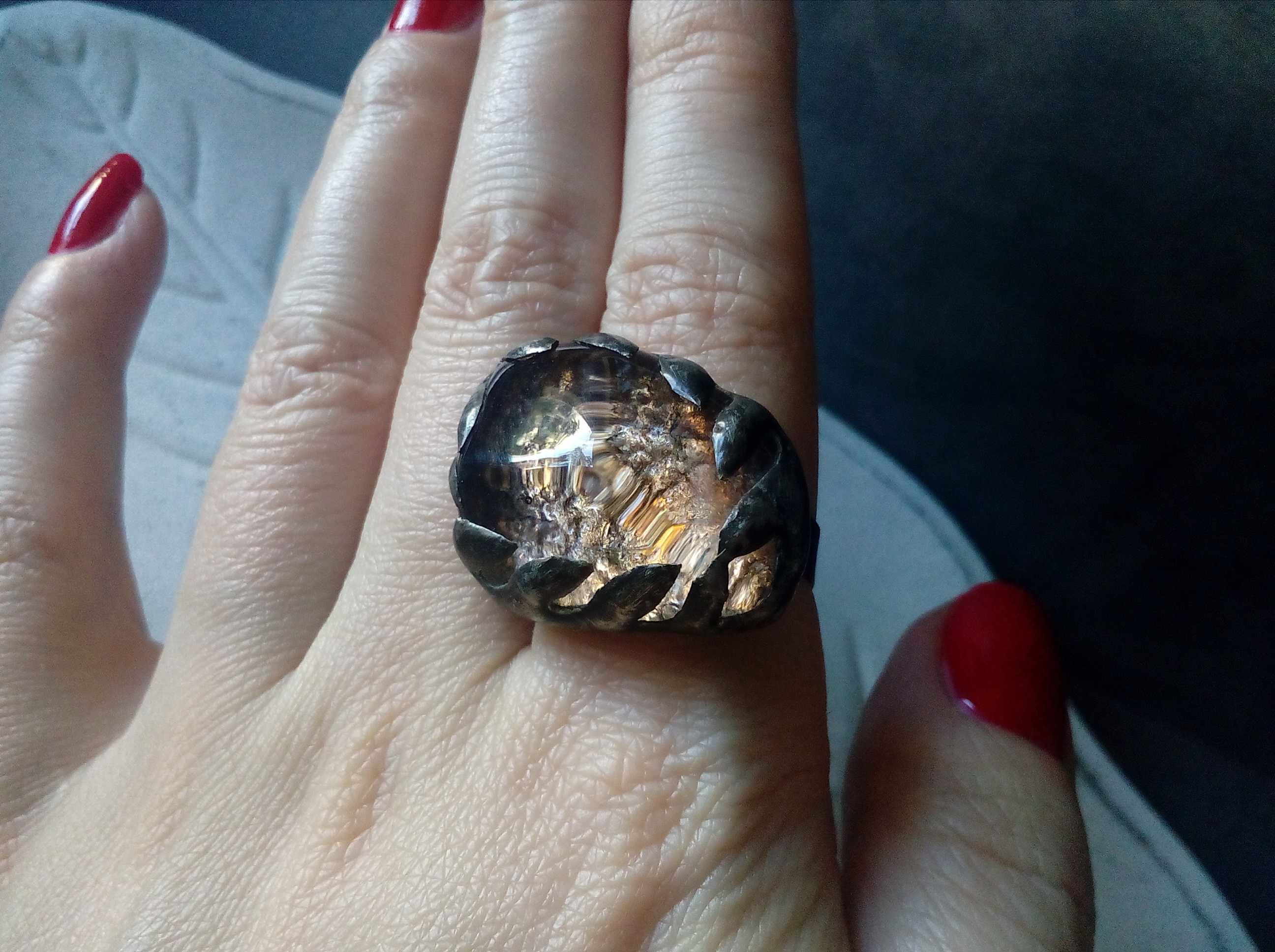 BIG Glass fused ring. tiffany ring. transparent ring. tin so - Inspire ...