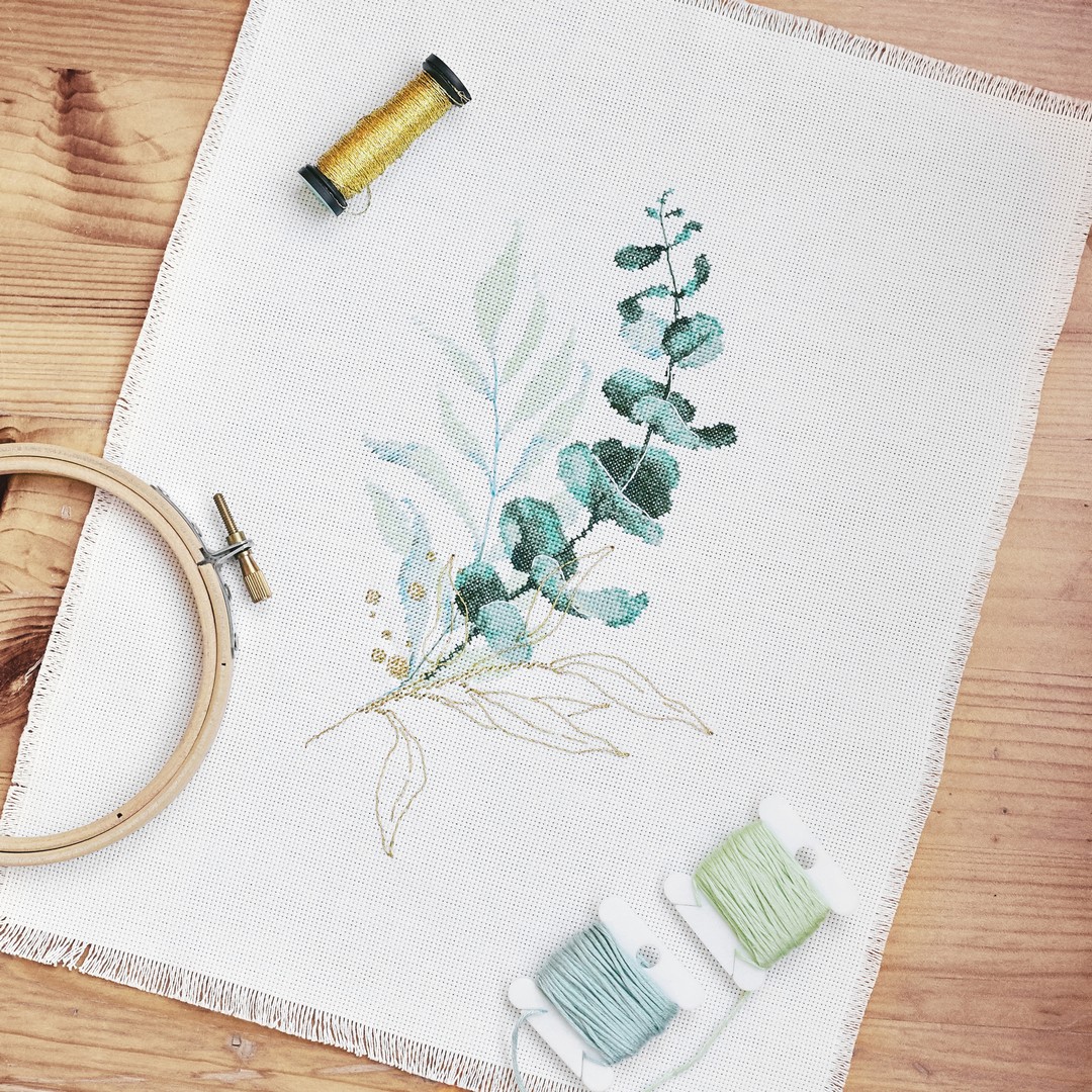 Eucalyptus cross stitch pattern, plant cross stitch, botanic - Inspire ...
