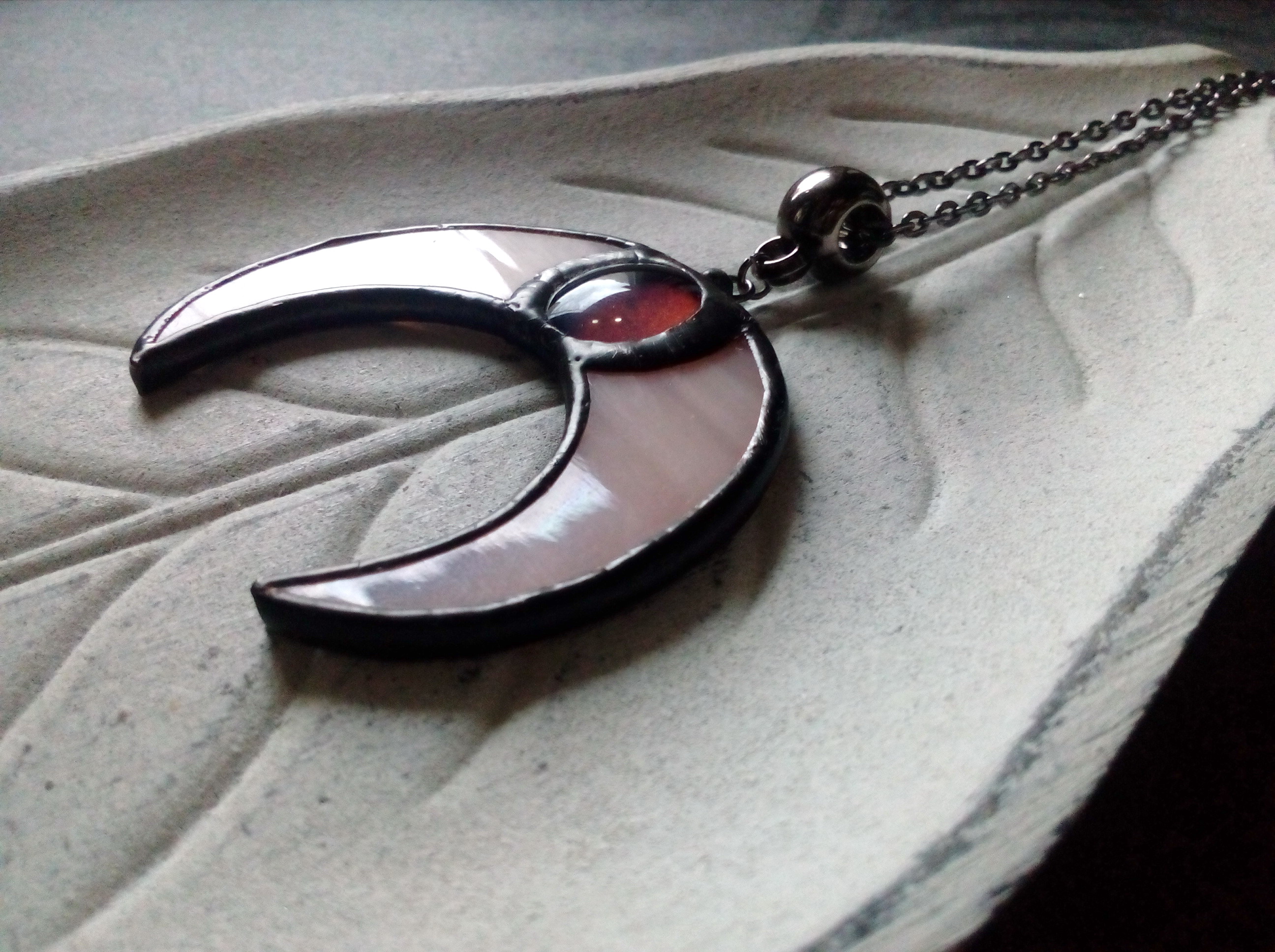Stained glass moon. Mood stone crescent. Moon phase necklace - Inspire ...