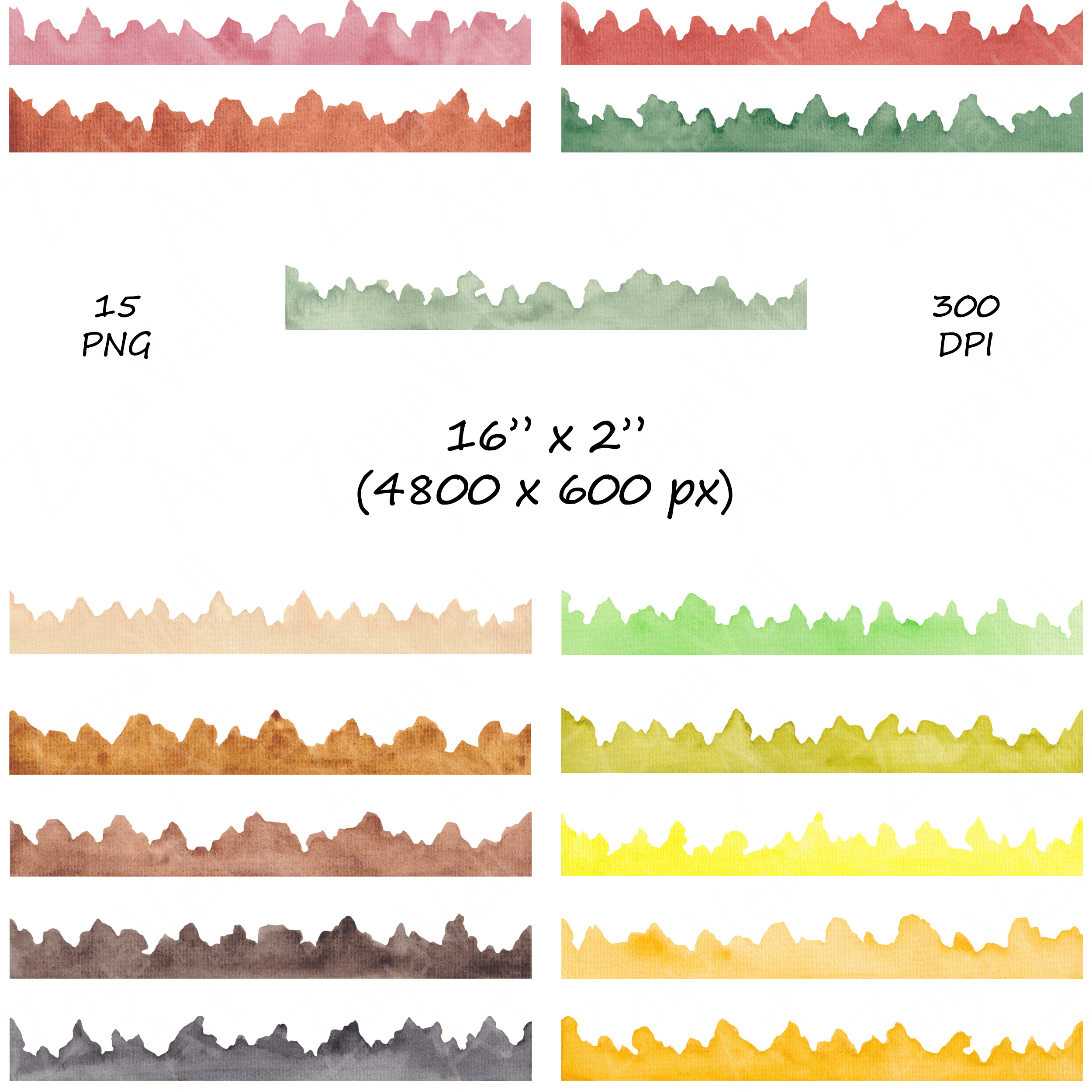 Watercolor borders clipart, 15 Hand painted borders PNG - Inspire Uplift
