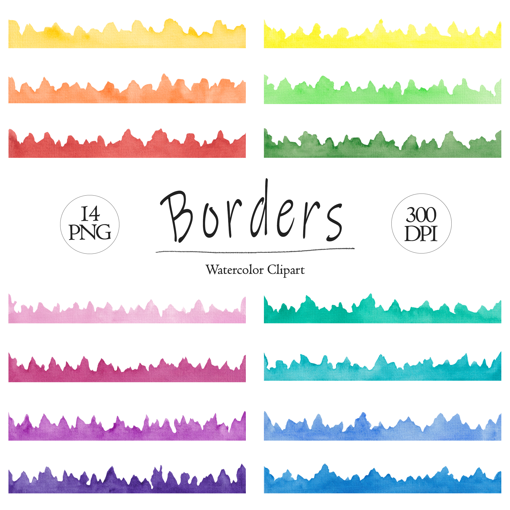 Watercolor borders clipart, 14 Hand painted colorful borders - Inspire ...