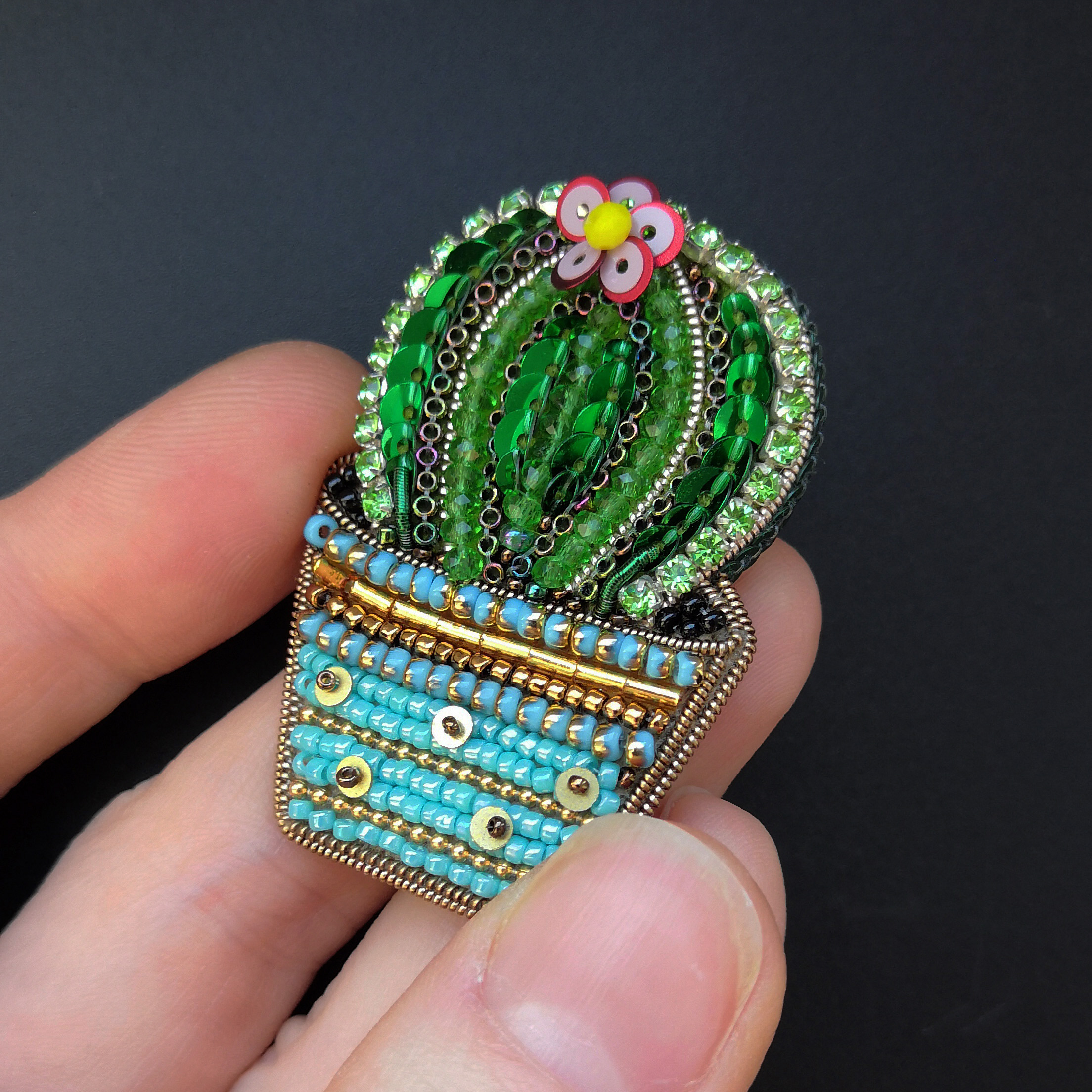 Beaded cactus brooch pin handmade gift brooches for women gr - Inspire ...