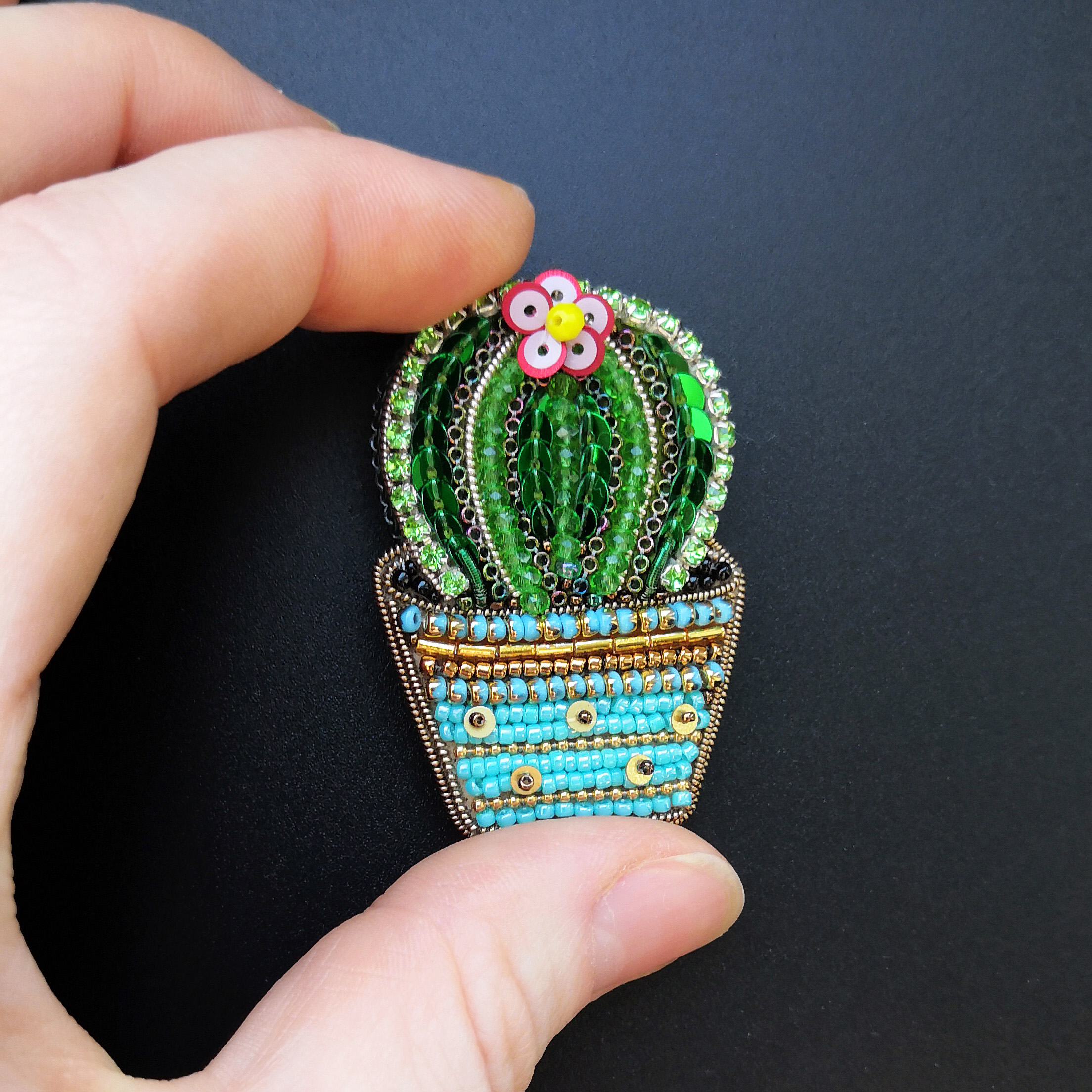 Beaded cactus brooch pin handmade gift brooches for women gr - Inspire ...