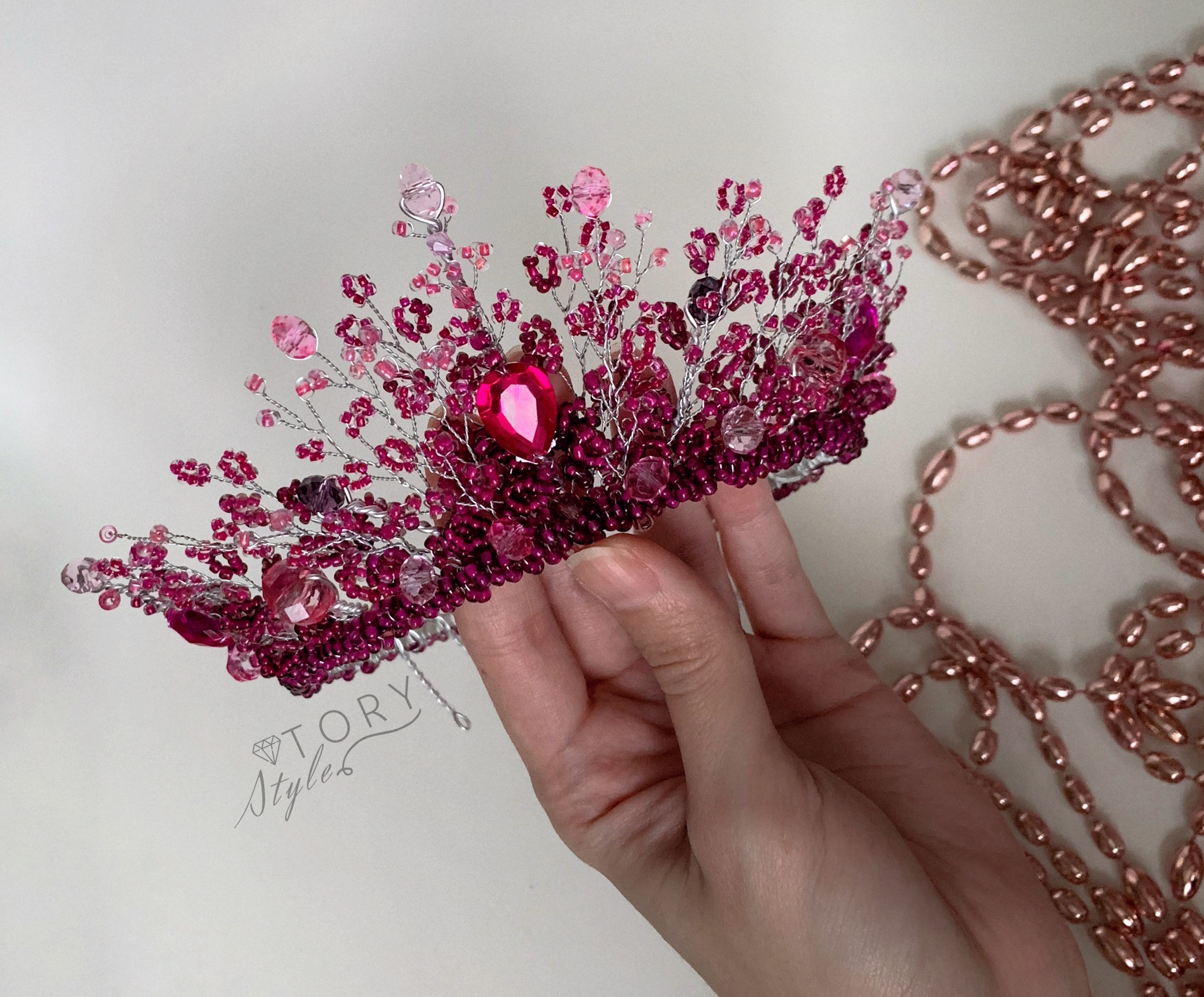 Dark pink crown, Pink tiara, Fuchsia crown, Raspberry tiara, - Inspire ...