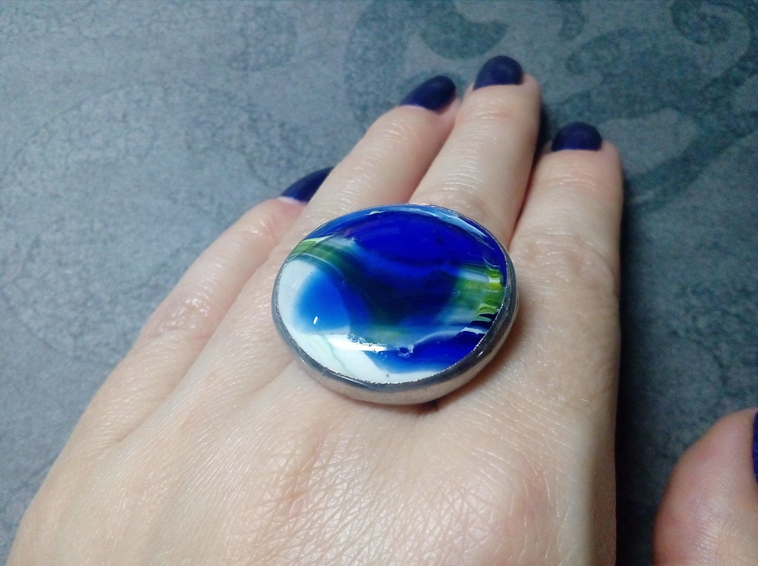 Blue Glass ring. fused cosmic universe ring. Fusing sea ring - Inspire ...