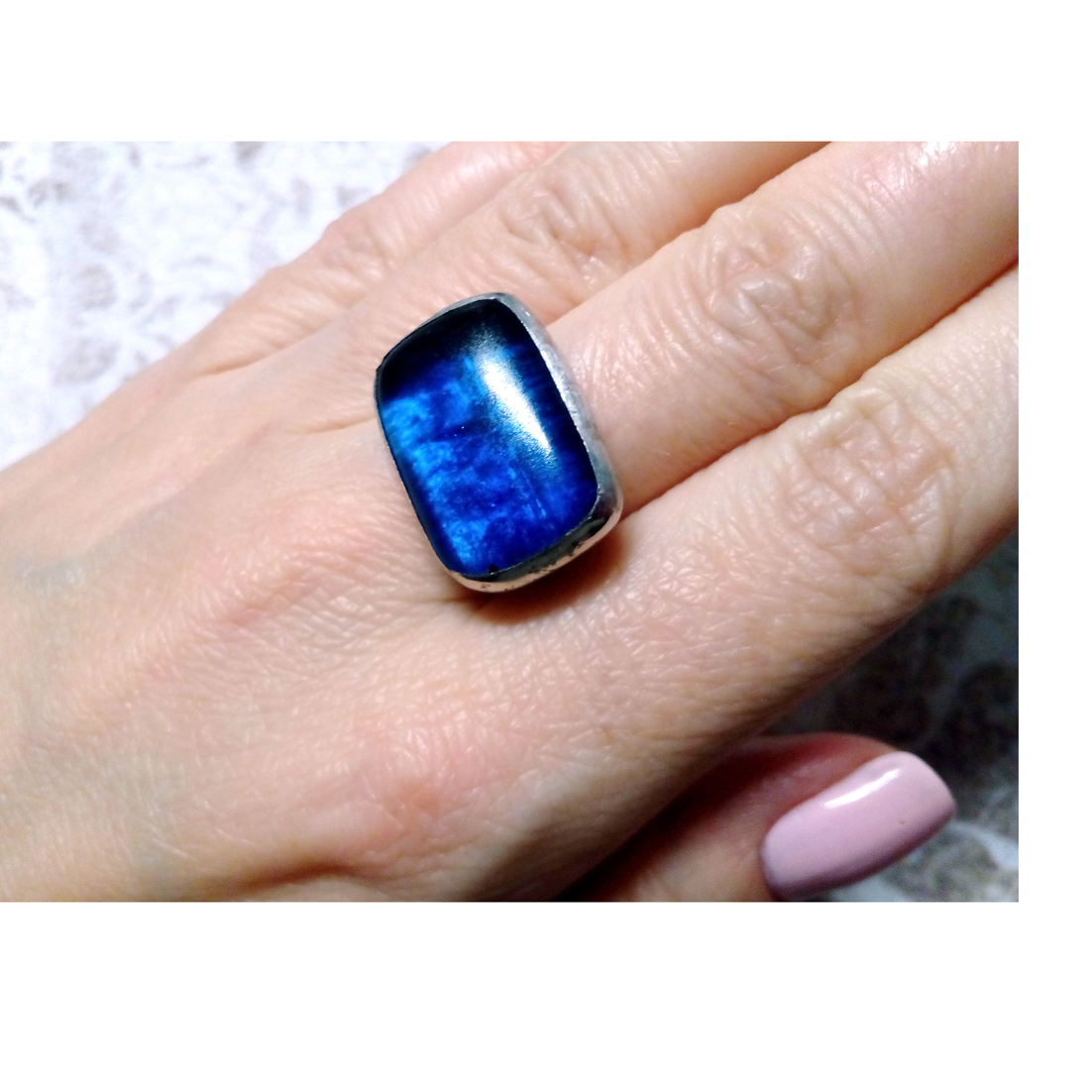 Blue Glass ring. fused cosmic universe ring. Fusing sea ring - Inspire ...