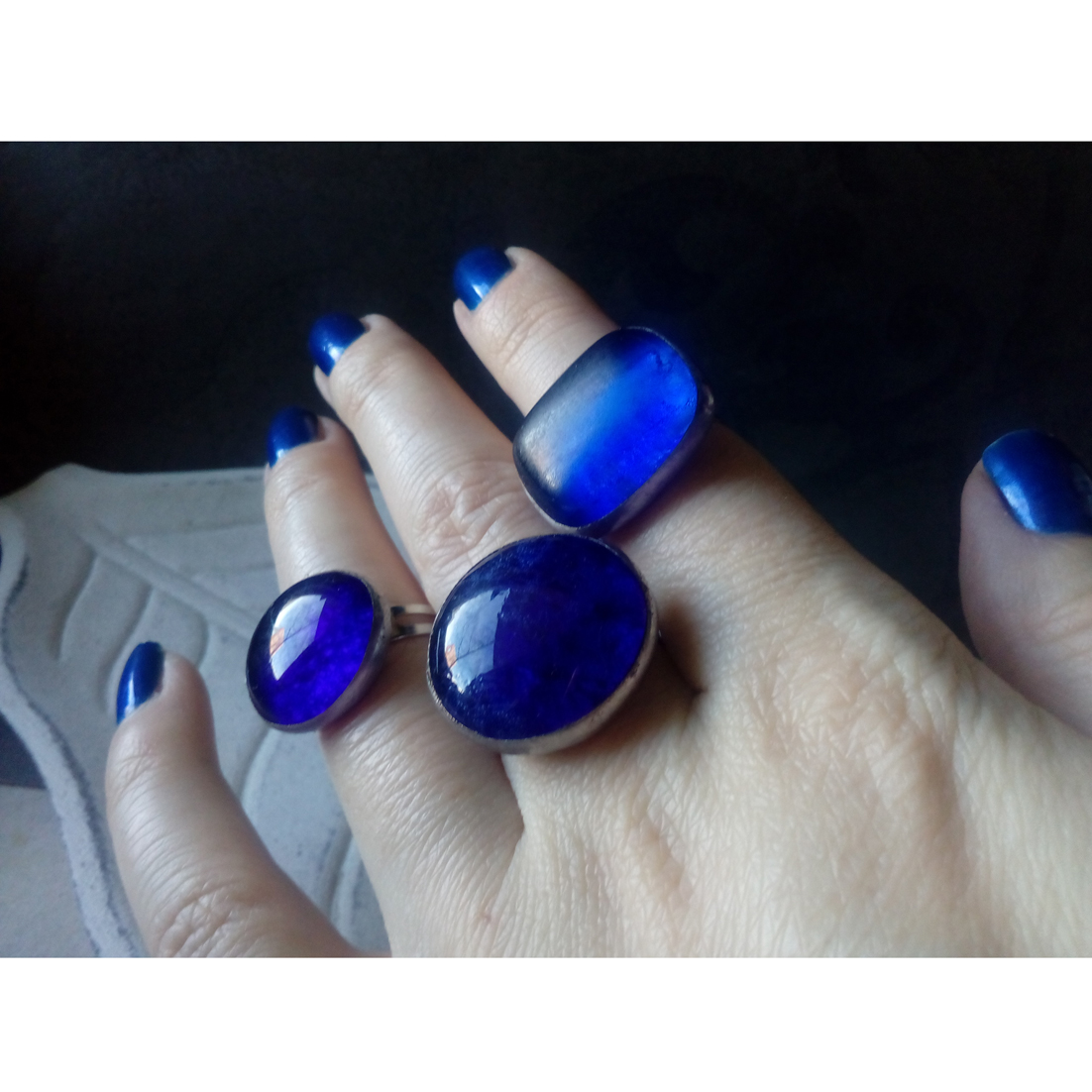 Blue Glass ring. fused cosmic universe ring. Fusing sea ring - Inspire ...