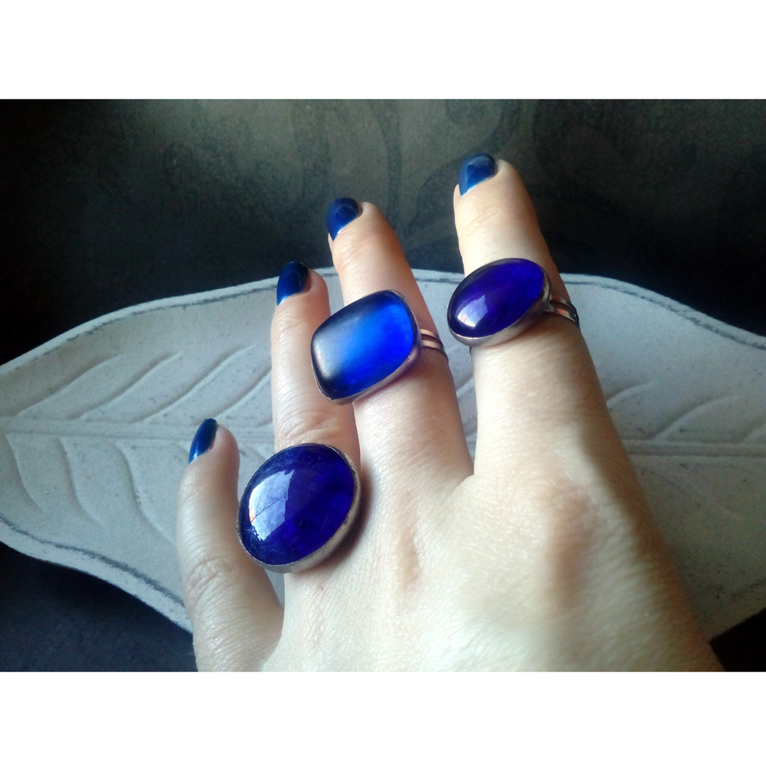 Blue Glass ring. fused cosmic universe ring. Fusing sea ring - Inspire ...