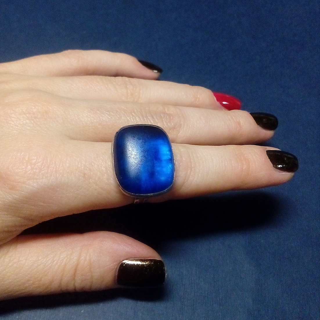 Blue Glass ring. fused cosmic universe ring. Fusing sea ring - Inspire ...