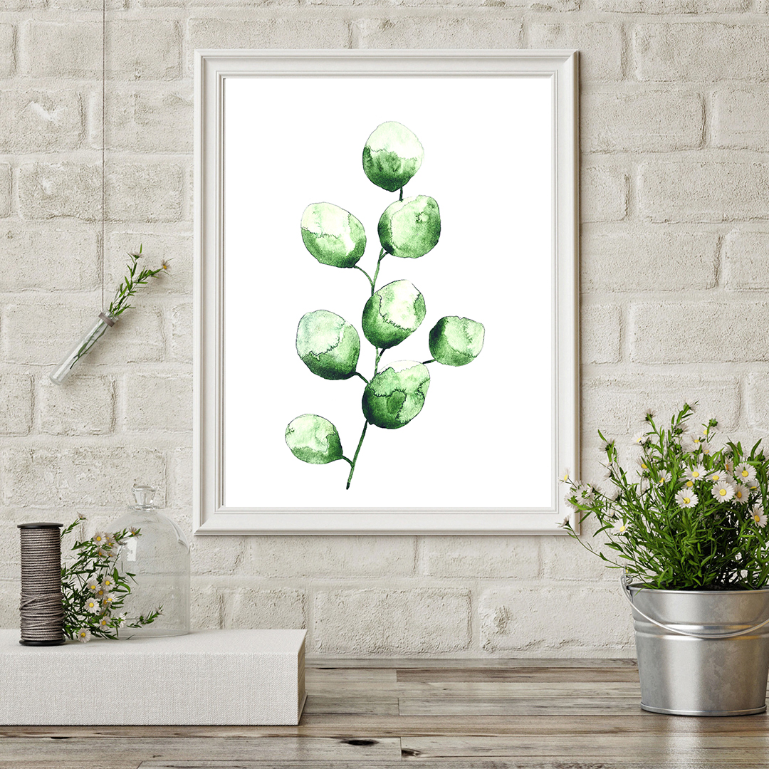 Watercolor Leaf Print, Watercolor painting printable, Green - Inspire ...