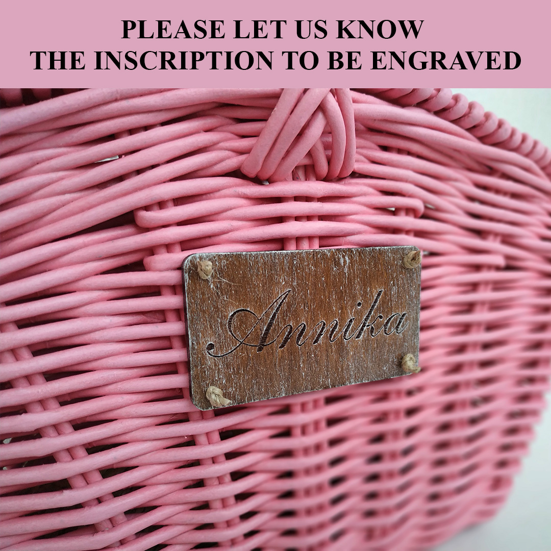 Pink personalized picnic basket with lids for girl Small wi - Inspire ...