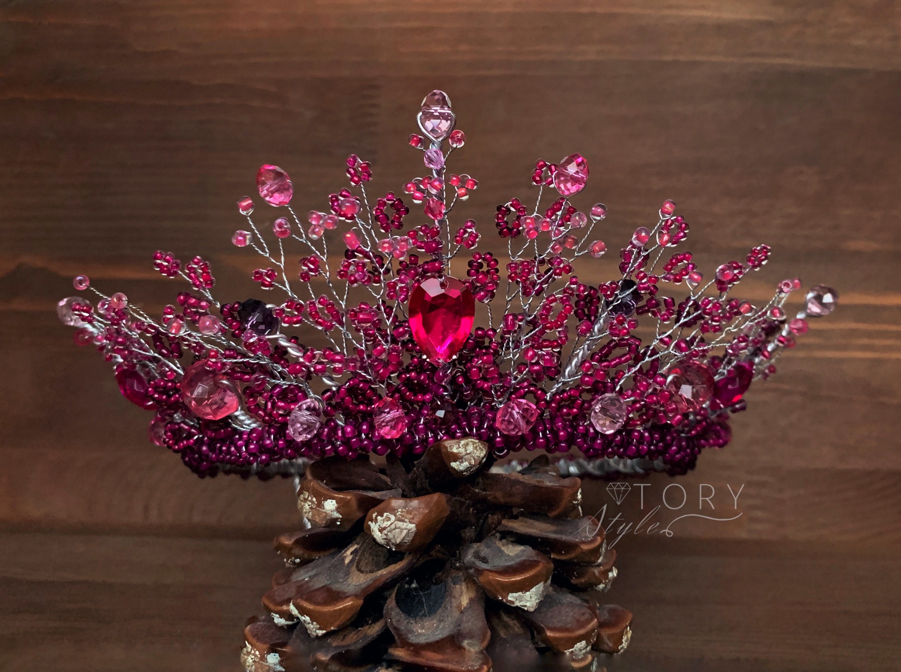 Dark pink crown, Pink tiara, Fuchsia crown, Raspberry tiara, - Inspire ...